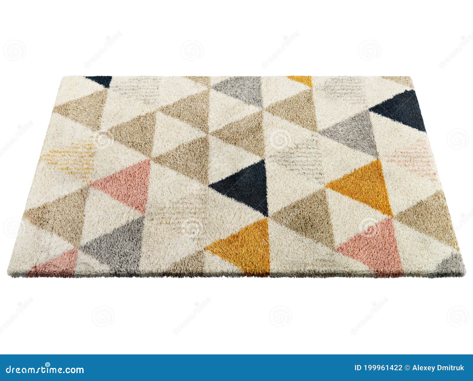 Modern Light Fluffy Rectangular Carpet with a Multicolored Triangular ...