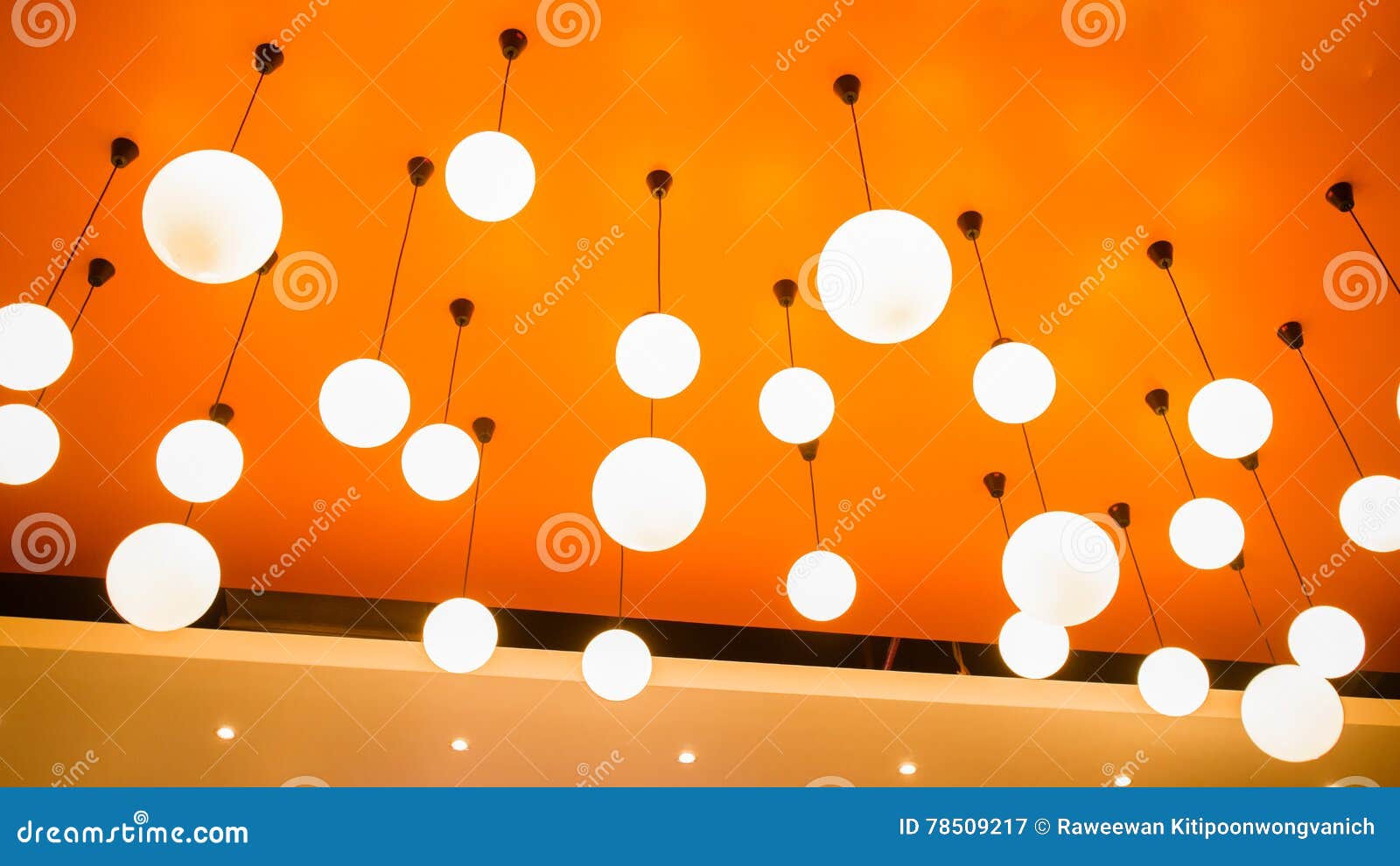 Modern Light Lamp on Orange Ceiling Stock Image - Image of christmas ...