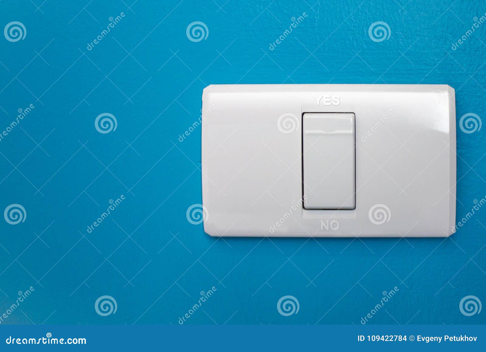 Modern Light Switch on a Blue Wall. Stock Photo - Image of icon, blue ...