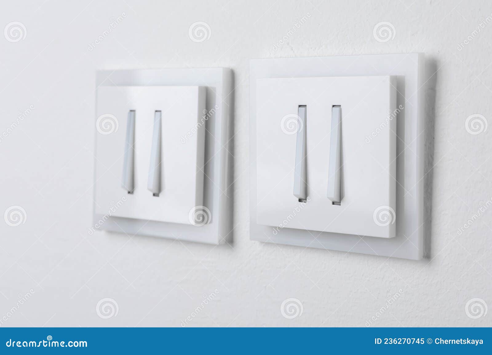 Modern Light Switches on White Background, Closeup Stock Image - Image ...
