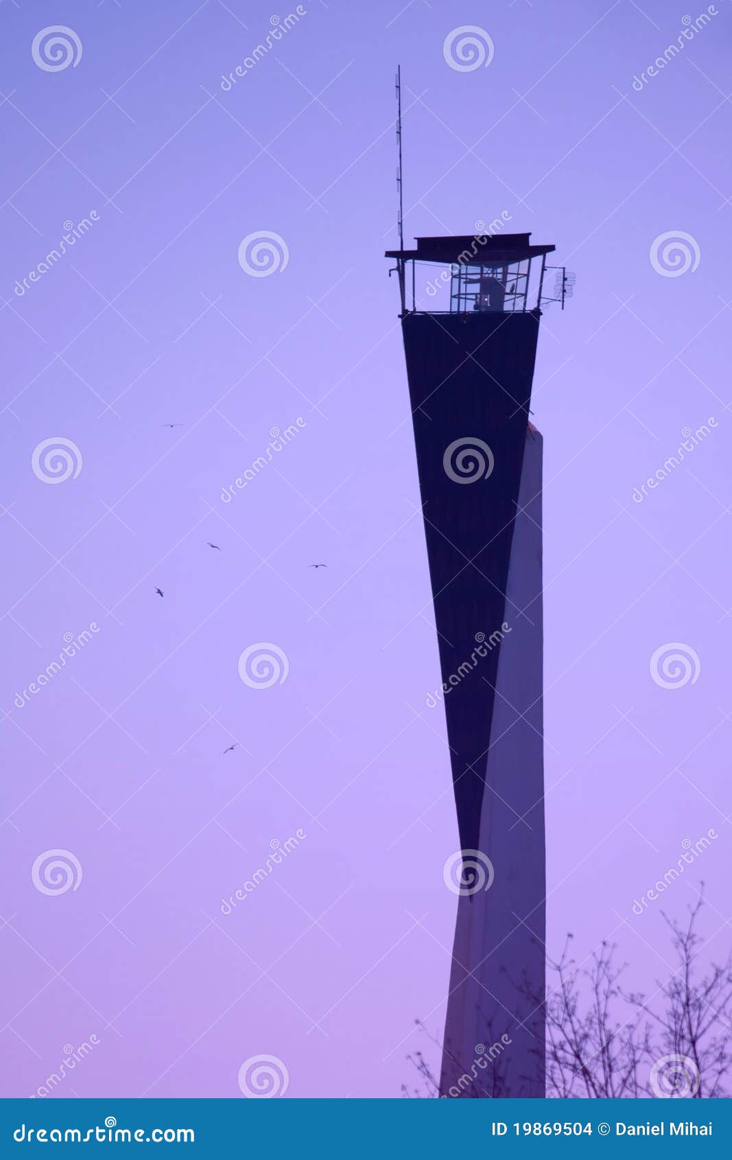 A Modern Lighthouse at Seaside Stock Photo - Image of sunset, birds ...