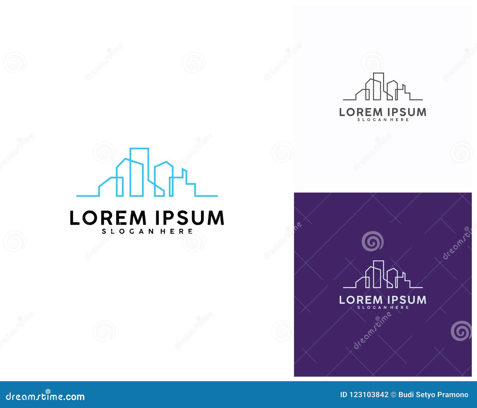 Modern Line Art City Logo Template Stock Vector - Illustration of ...