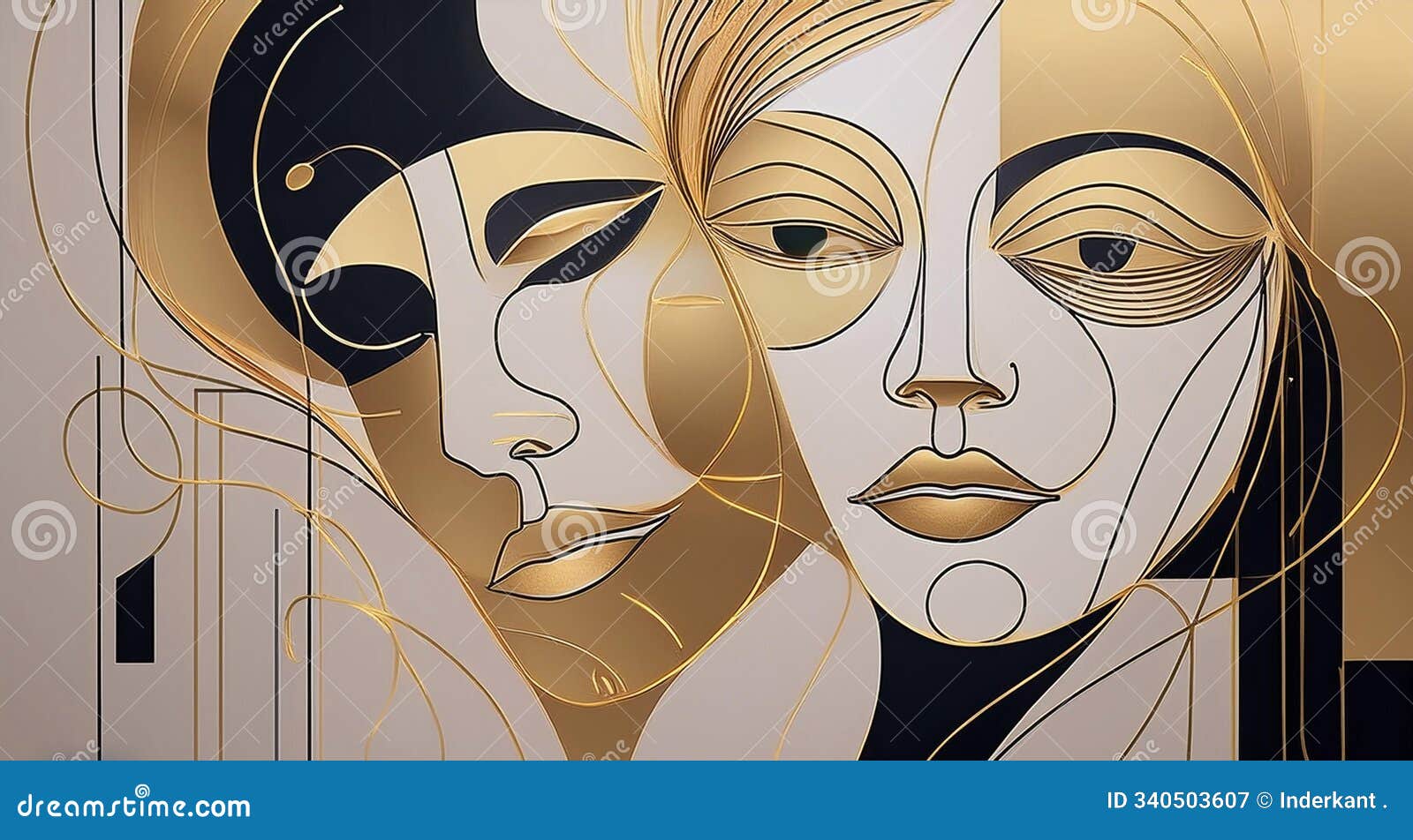 Modern Line Art Faces- stock illustration. Illustration of faces ...
