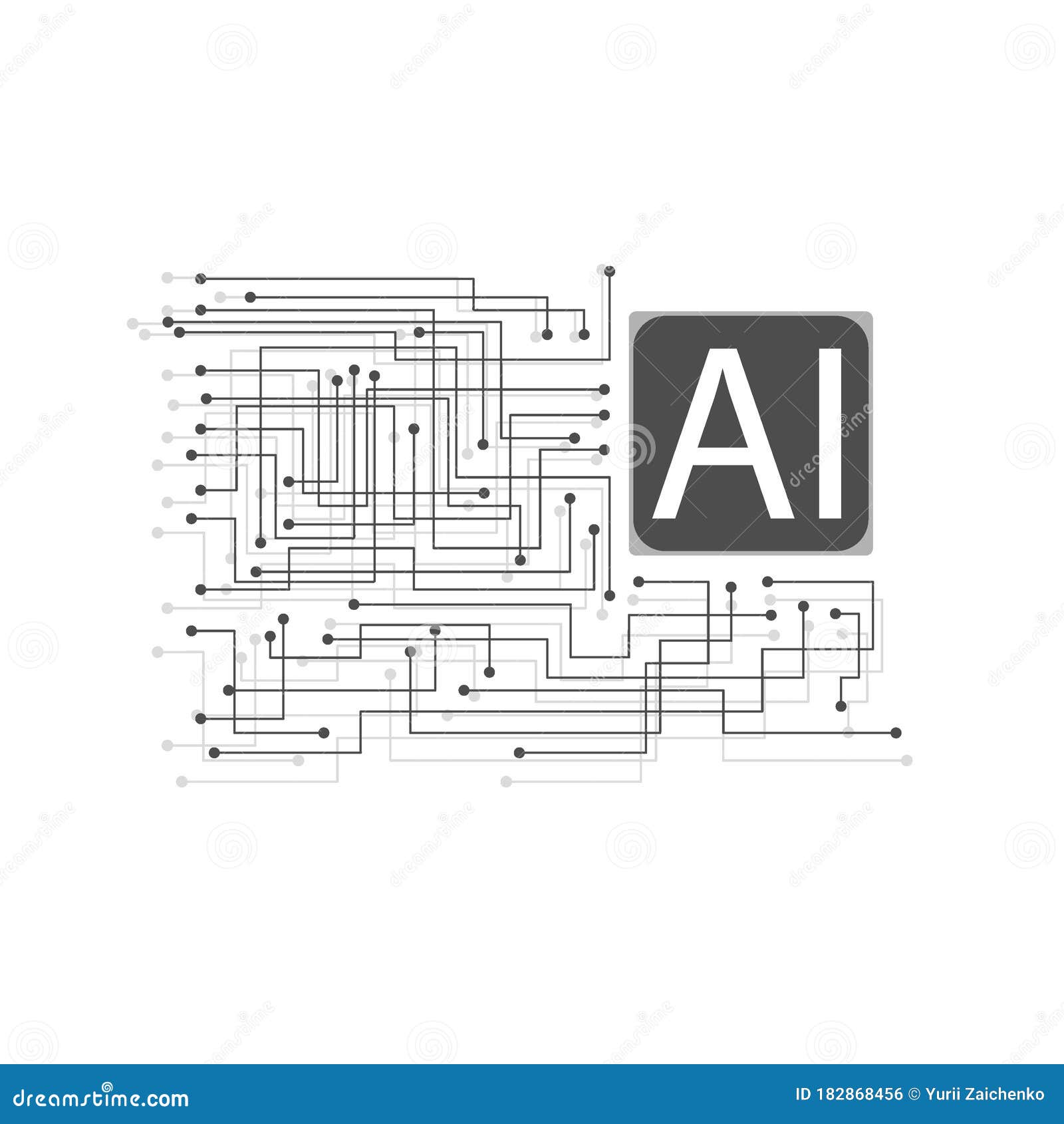 Modern Line Art Icon with. Gray Artificial Intelligence Line Connection ...