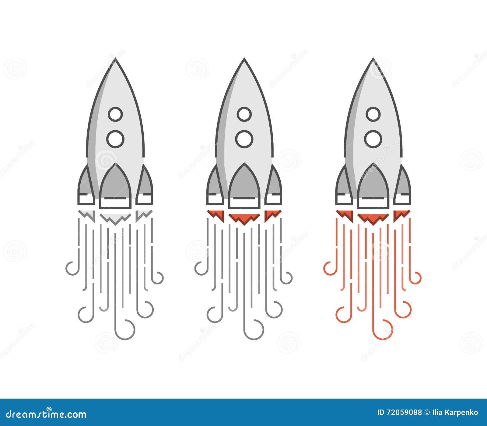 Modern Line Set of Rockets Icons Stock Illustration - Illustration of ...