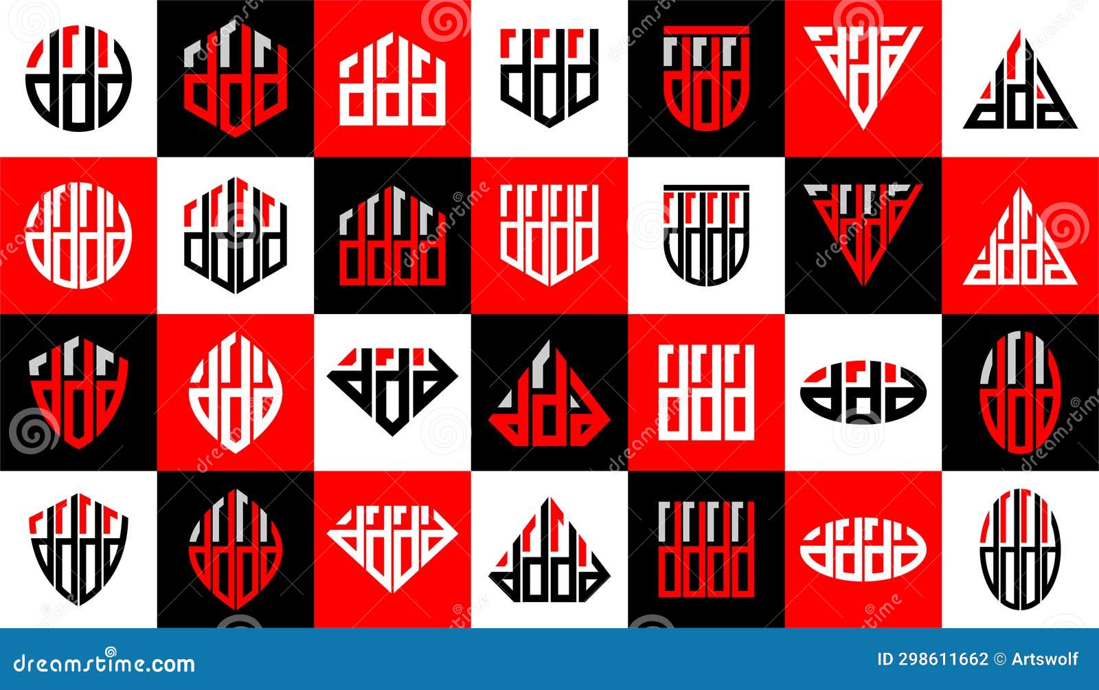 Modern Line Shape Lowercase Letter D DDD DDDD Logo Design Set Stock ...