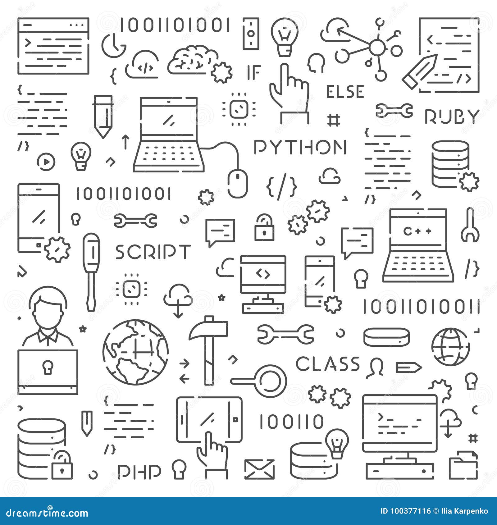 Modern Line Web Concept for Programming Stock Illustration ...