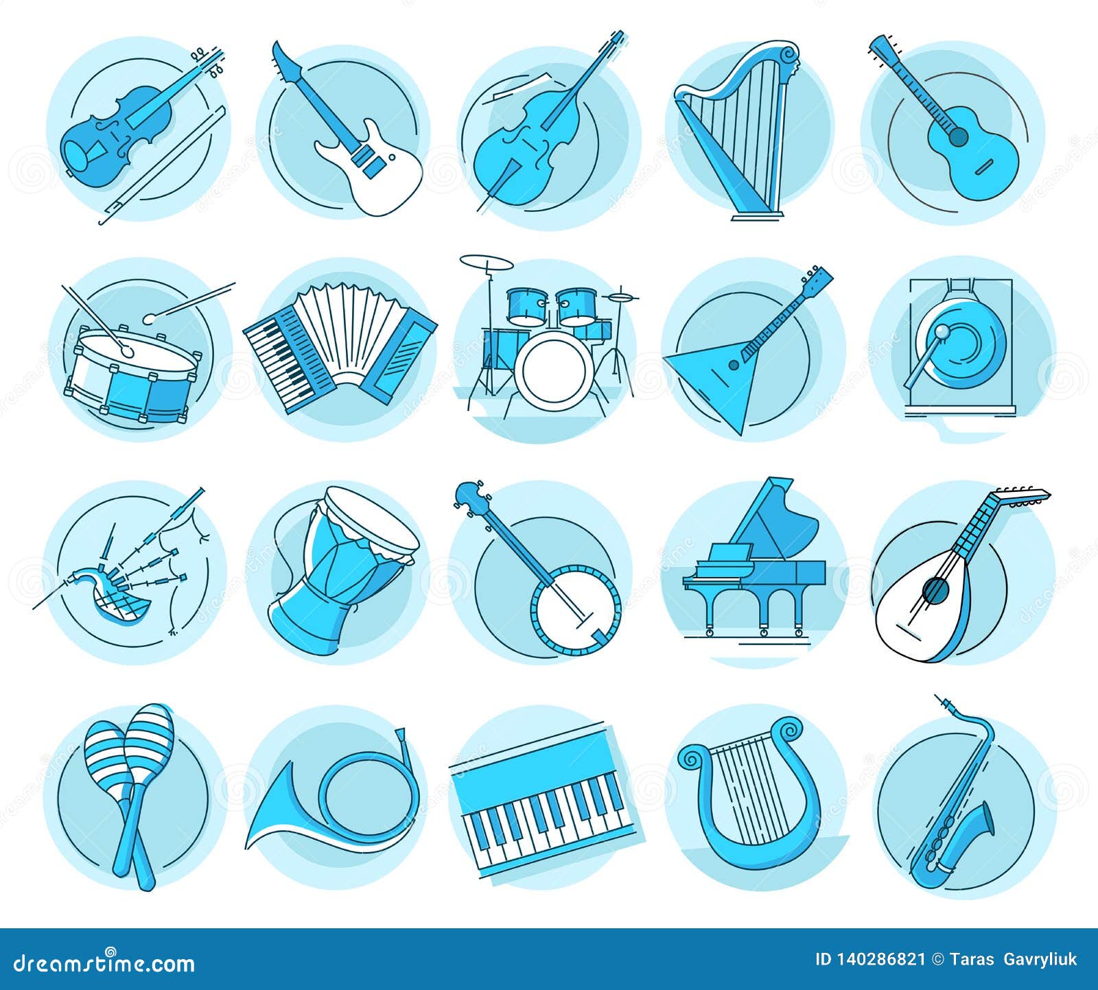 Modern Linear Pictogram of Musical Instruments Stock Vector ...