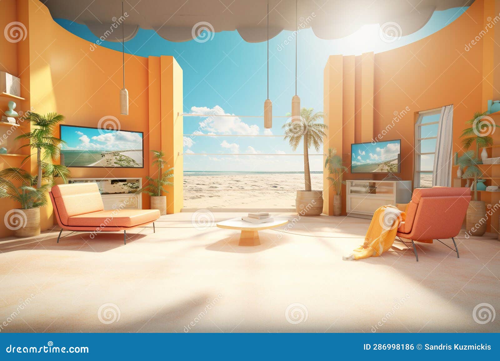 A Modern Live Broadcast Room Stock Illustration - Illustration of news ...