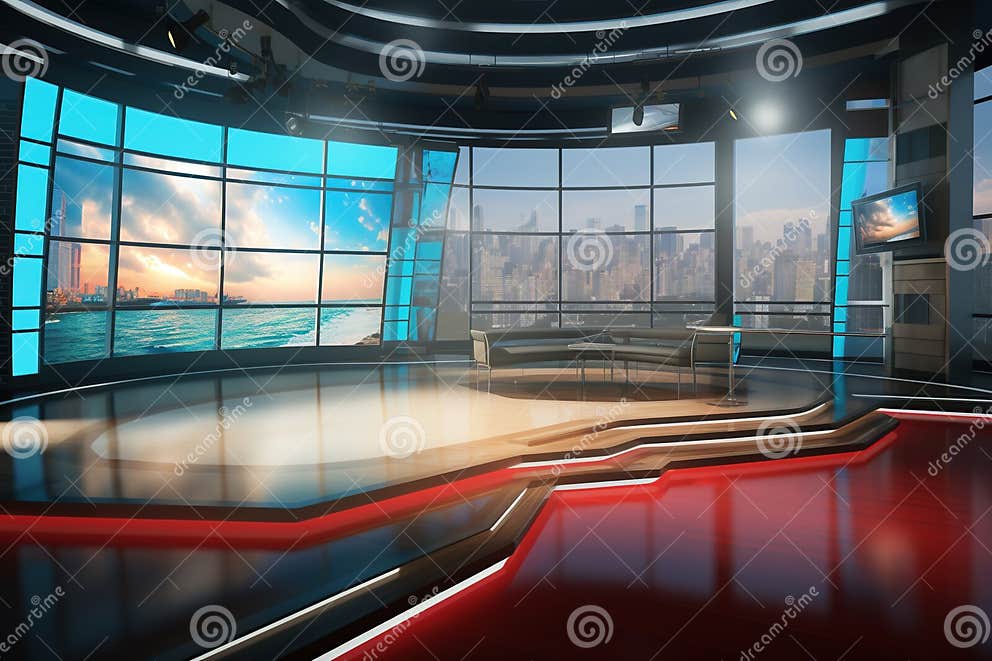 A Modern Live Broadcast Room Stock Illustration - Illustration of ...