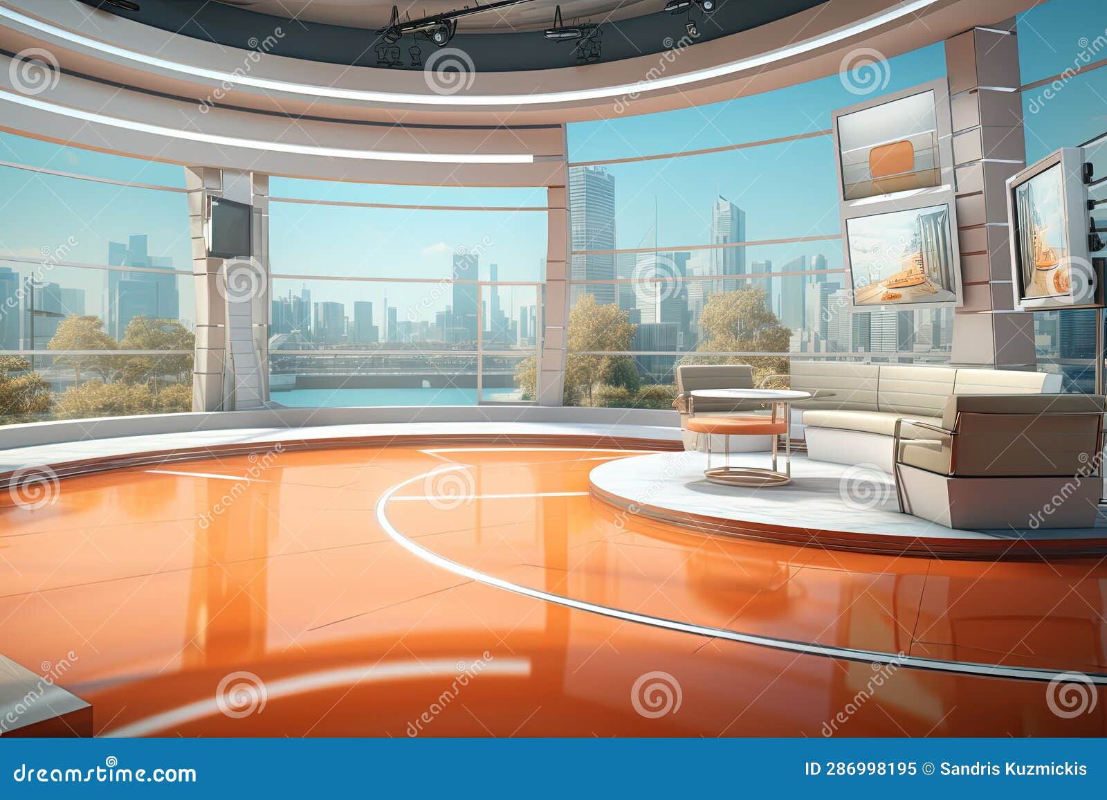 A Modern Live Broadcast Room Stock Illustration - Illustration of ...