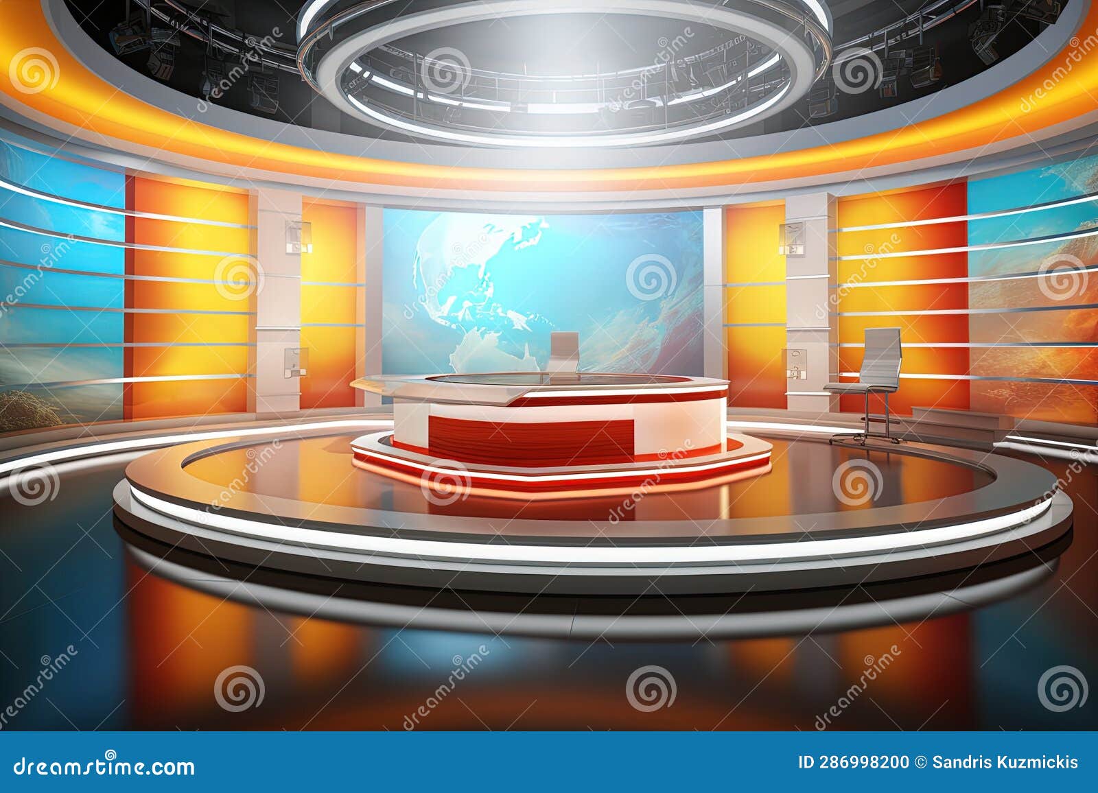 A Modern Live Broadcast Room Stock Illustration - Illustration of news ...