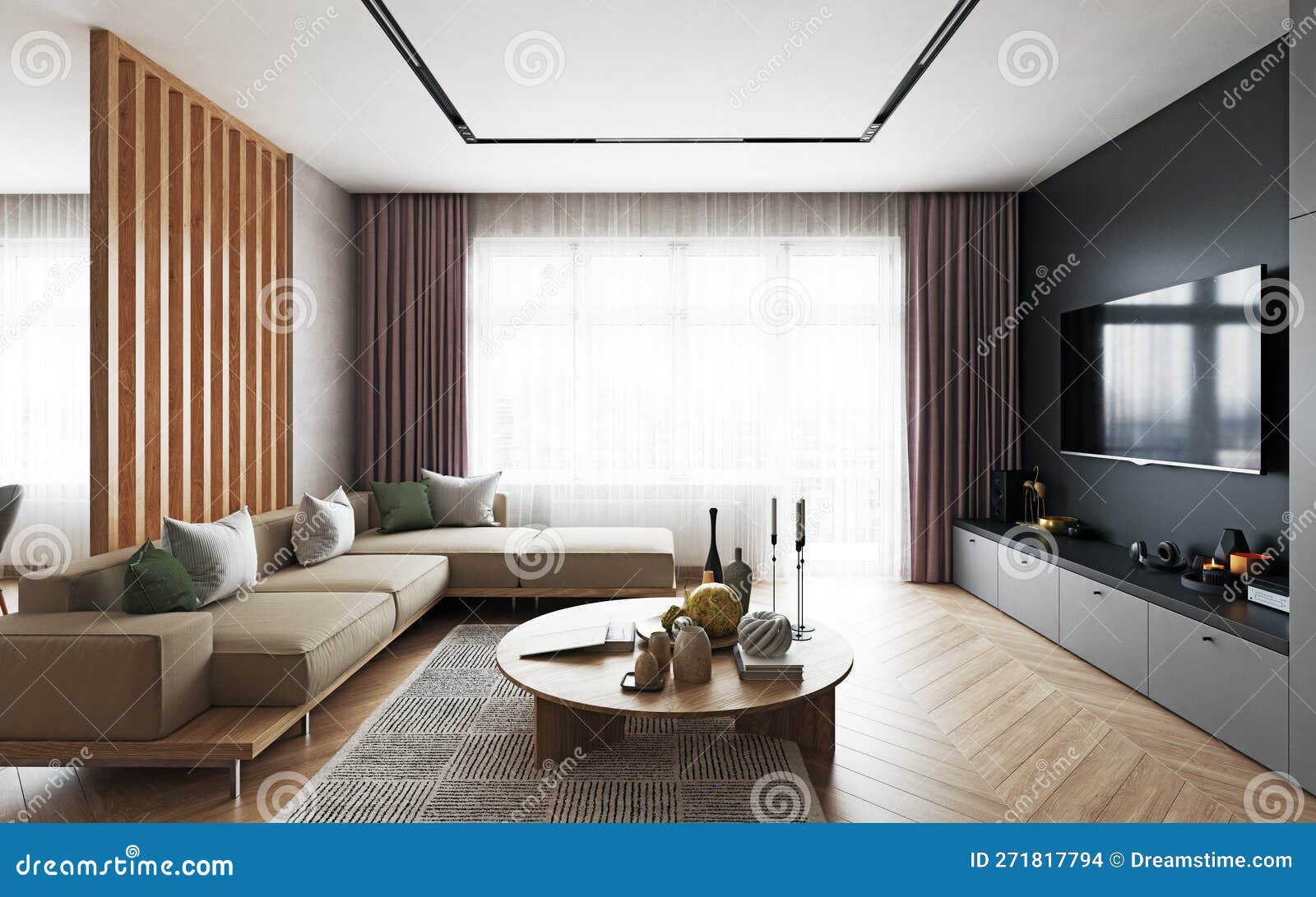 Modern living interior stock illustration. Illustration of interior ...