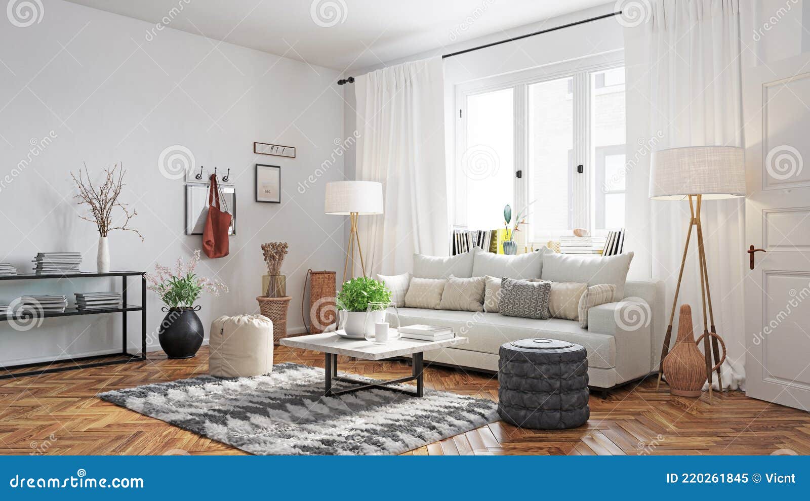 Modern living interior stock image. Image of door, architecture - 220261845