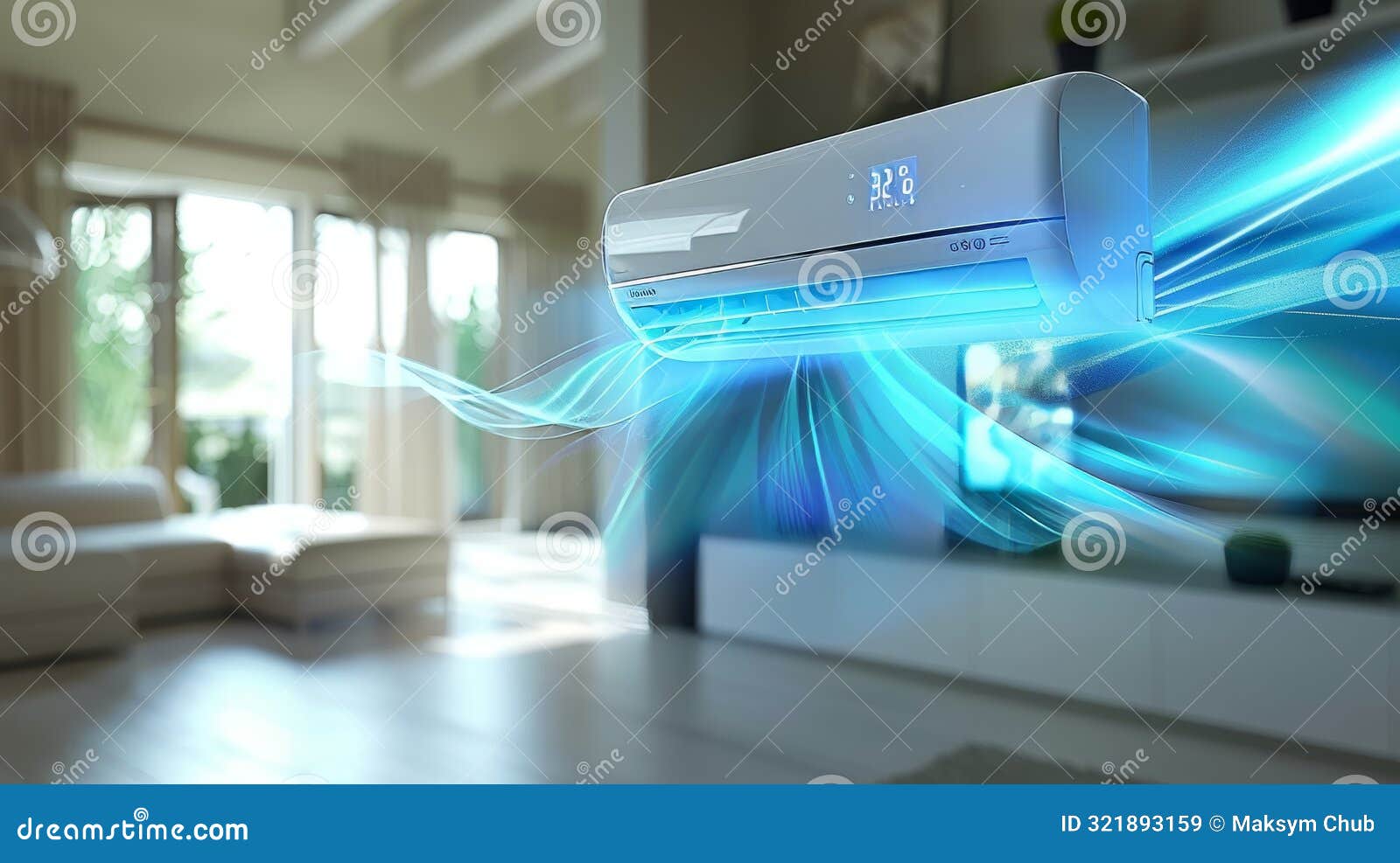 Modern Living Room Background Mockup of Generic Split Unit Air ...