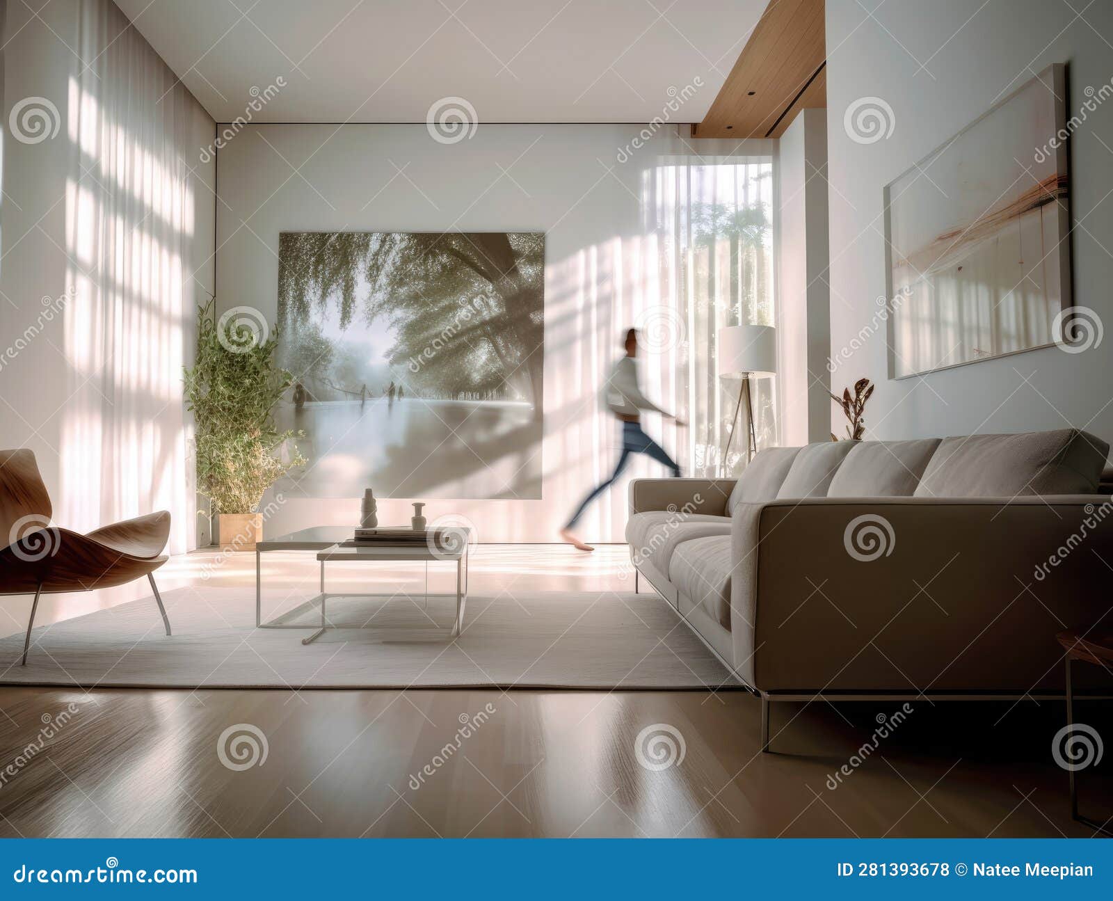 Modern Living Room With Blur People In The Background. Generative AI ...