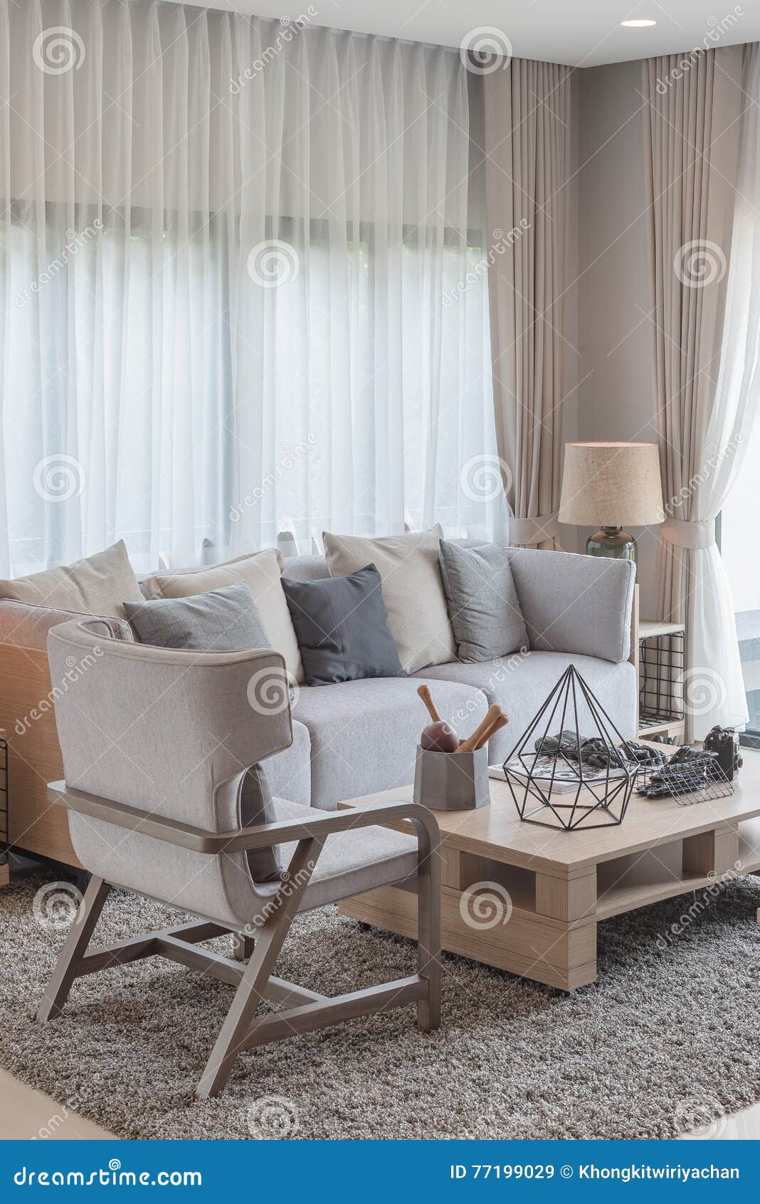 Modern Living Room Design with Set of Sofa and Chair Stock Image ...