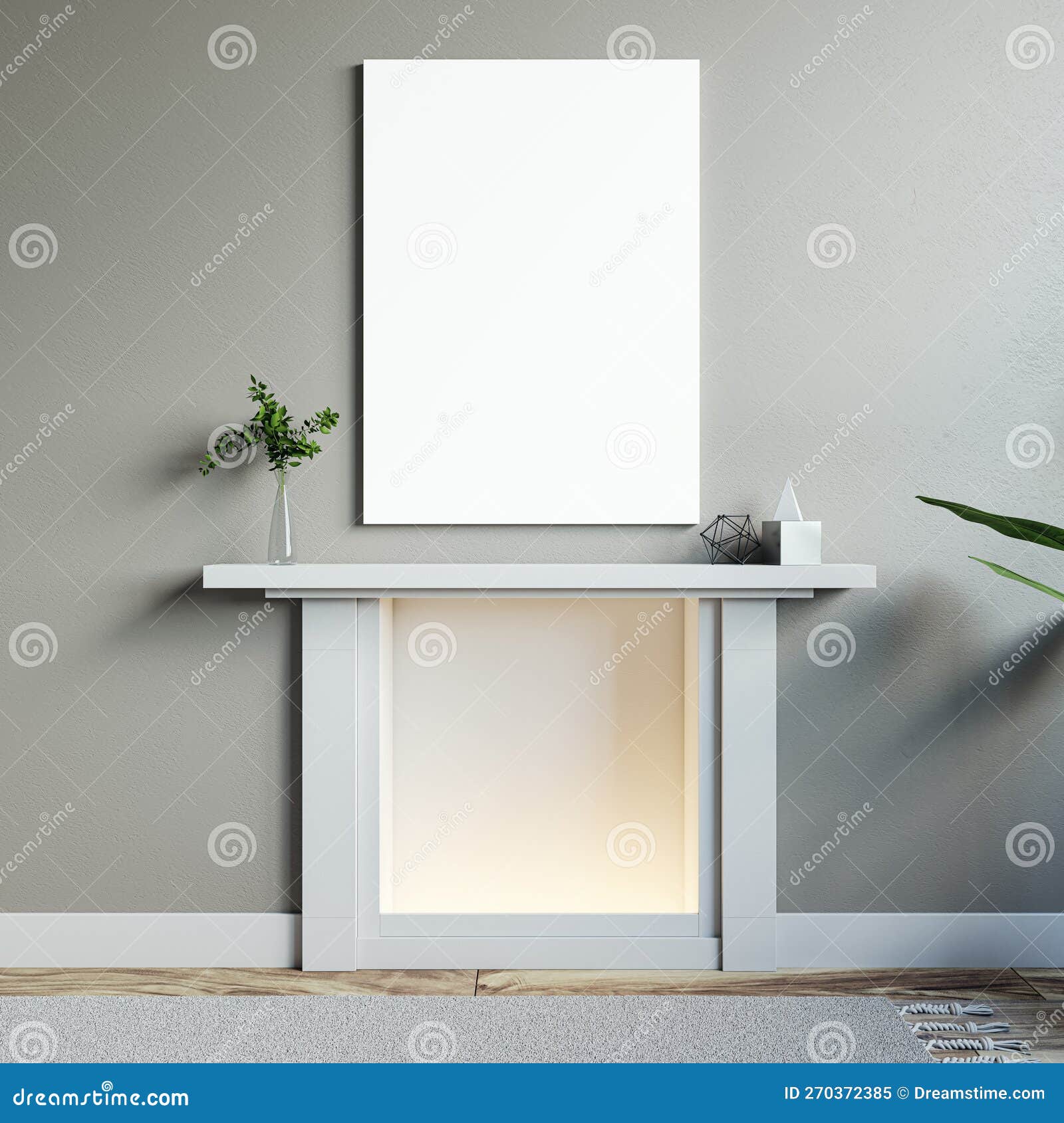 Modern Living Room Interior with Wall Installation and Empty Mock Up ...