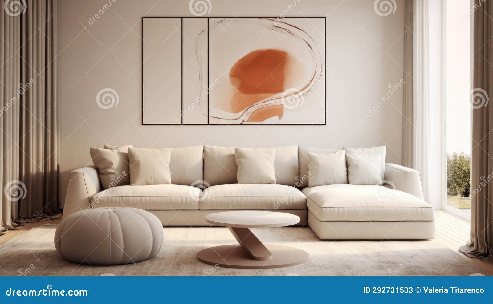 Modern Living Room Interior with a Warm and Inviting Atmosphere. Beige ...