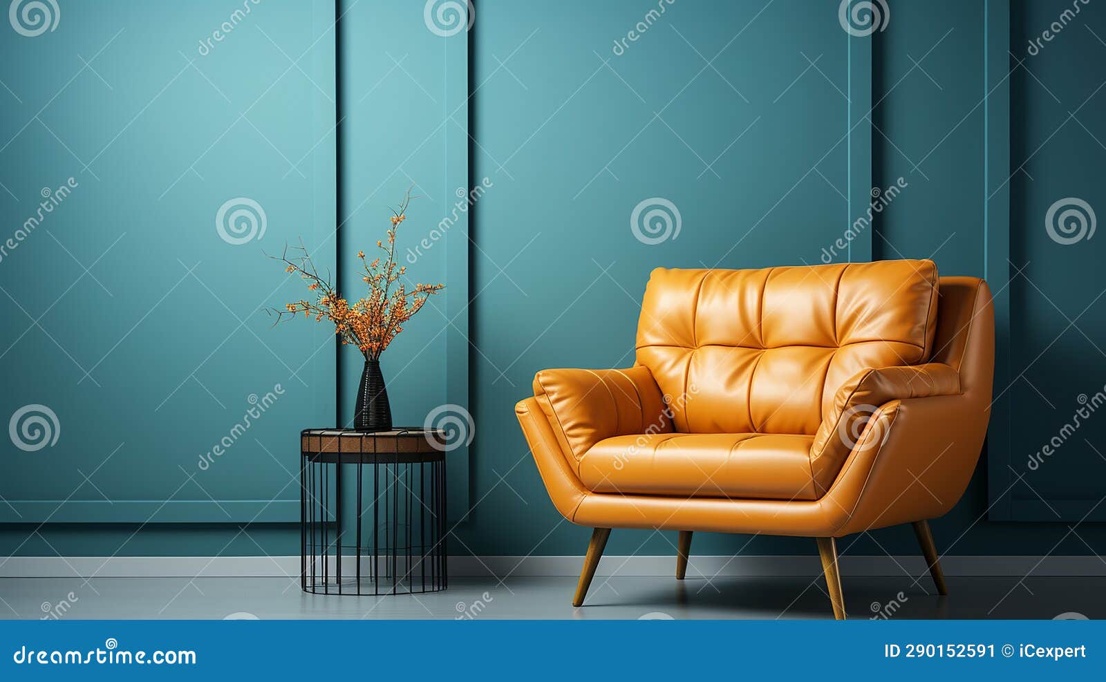 Modern Living Room with Single Armchair Stock Image - Image of room ...