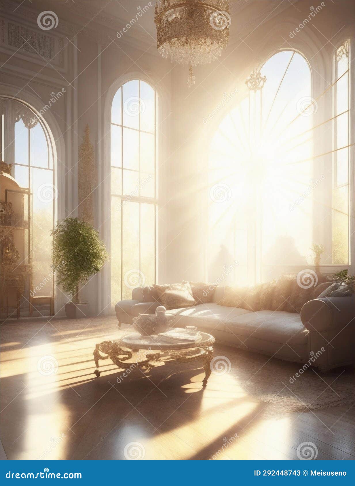 Modern Living Room Sun Shining Illustration Stock Illustration ...