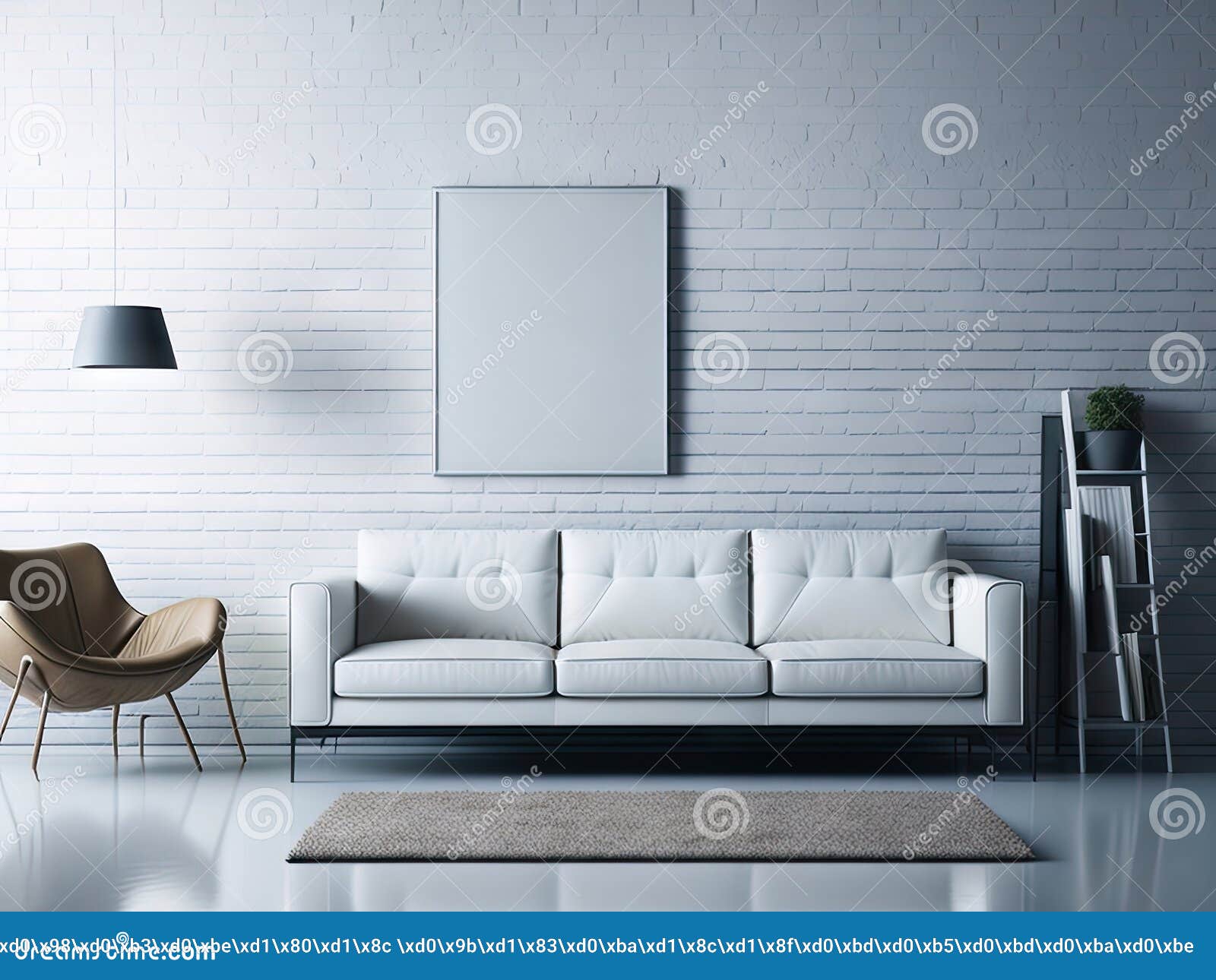 Modern Living Room with Vacant White Wall. Ai Generative Stock ...