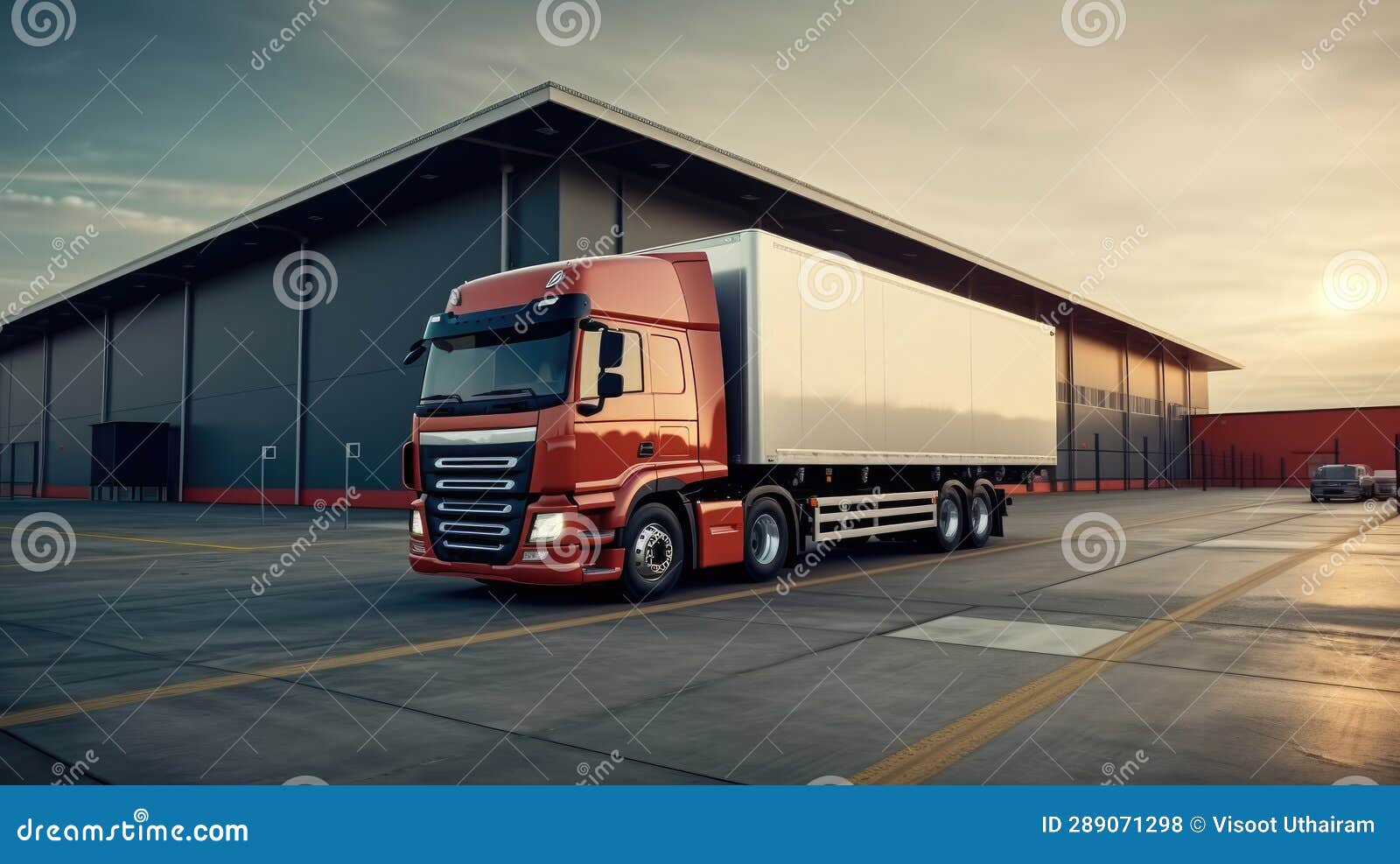 Modern Loading Docks, Truck In Front Of An Industrial Logistics ...