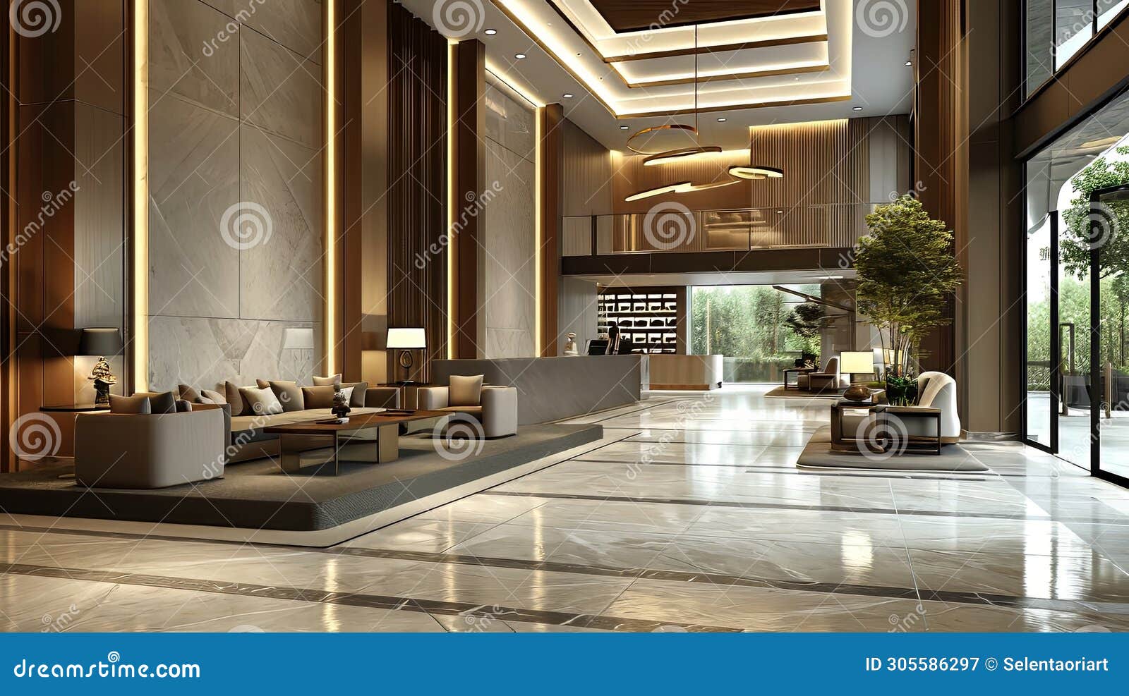 Modern Lobby Interior Concept Stock Illustration - Illustration of ...