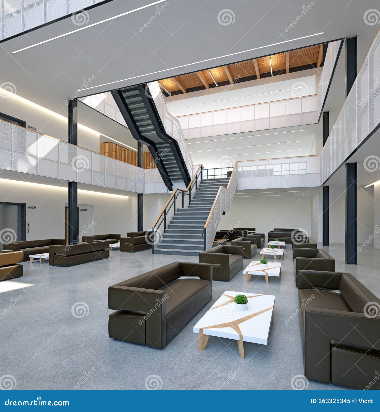 Modern Lobby For Hotel. The Lobby Is A Striking Centerpiece Stock ...