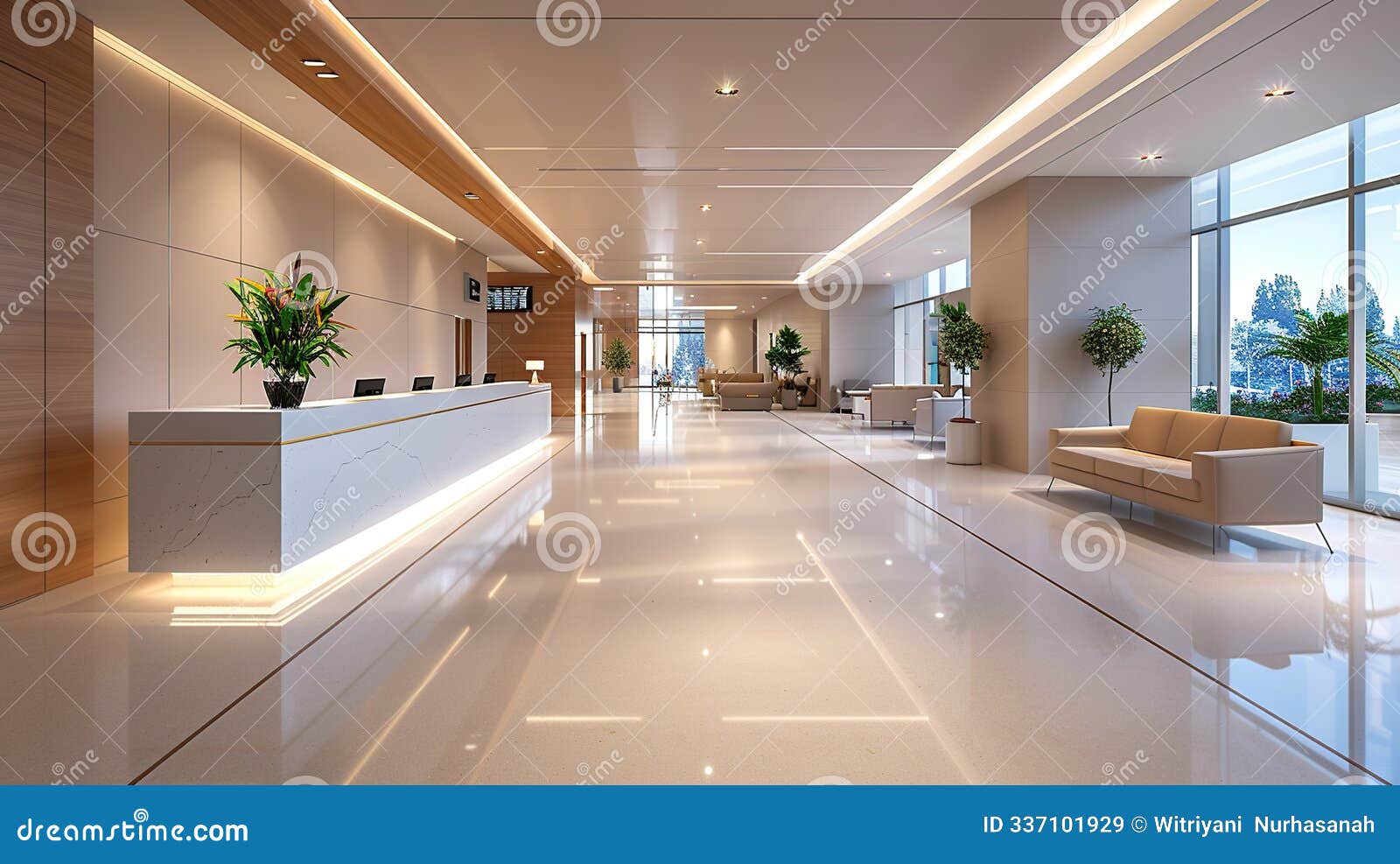 Modern Lobby Interior Design Stock Illustration - Illustration of hall ...