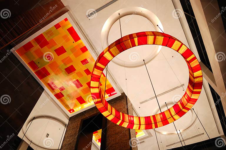 Modern Lobby Interior in Night Illumination Stock Image - Image of ...