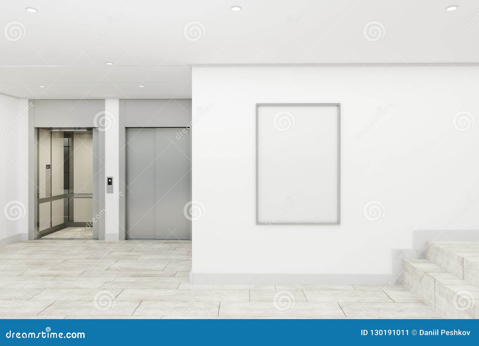 Modern lobby with poster stock illustration. Illustration of concept ...