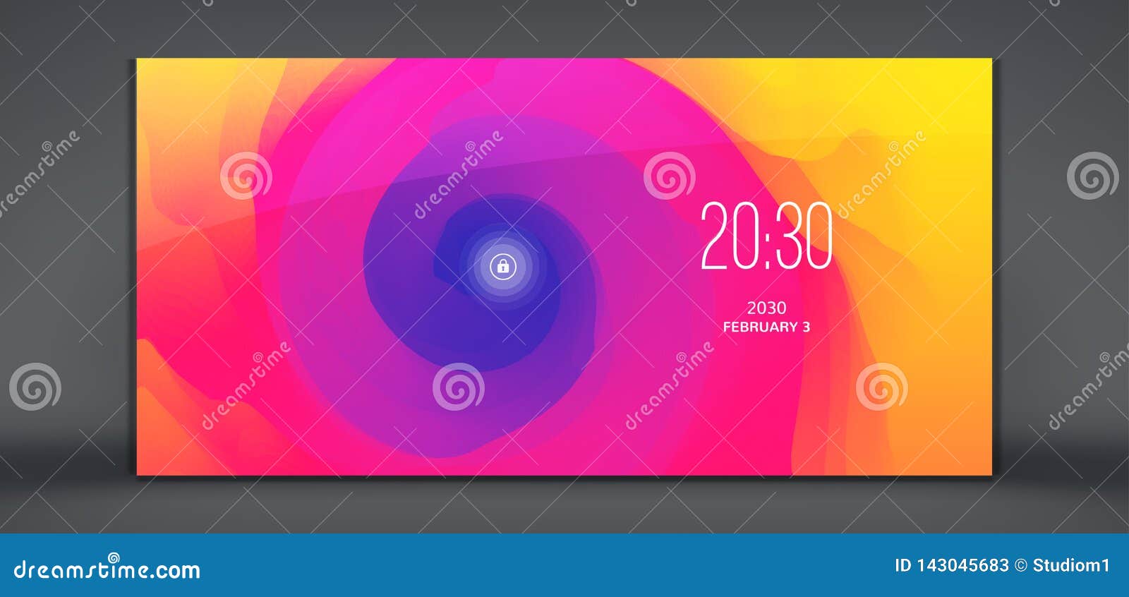 Modern Lock Screen for Mobile Apps. Abstract Background with Dynamic ...