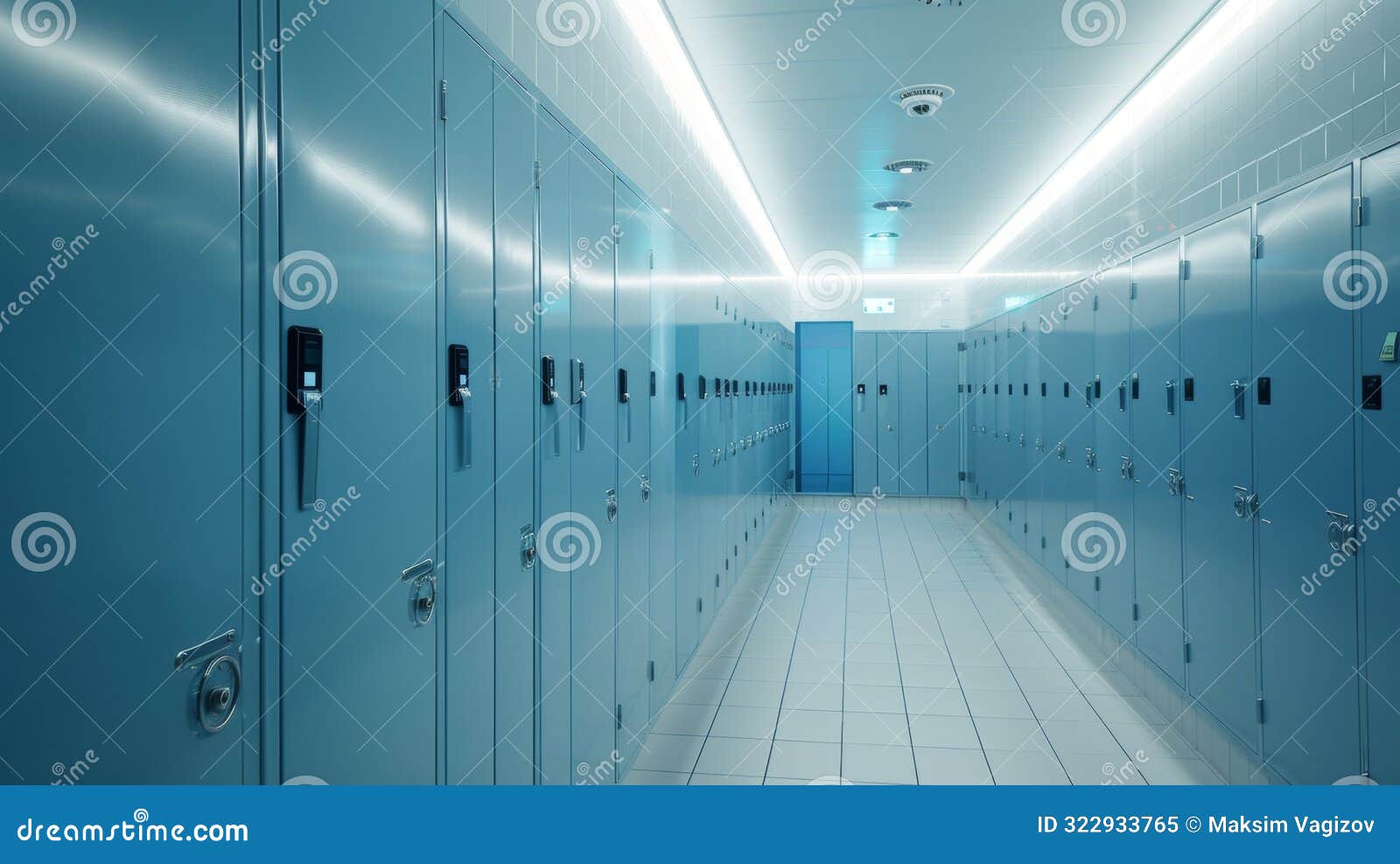 Modern Locker Room with Digital Locks - Generative AI Stock Image ...