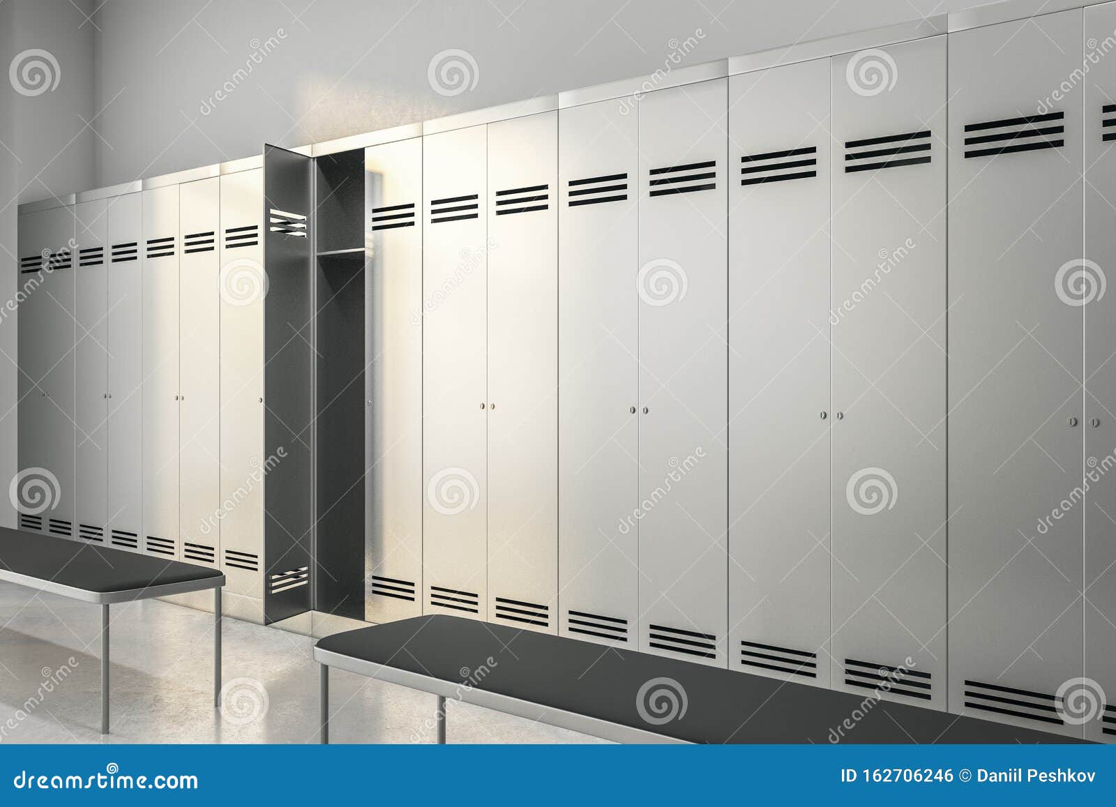 Modern Locker Room Interior Side Stock Illustration - Illustration of ...