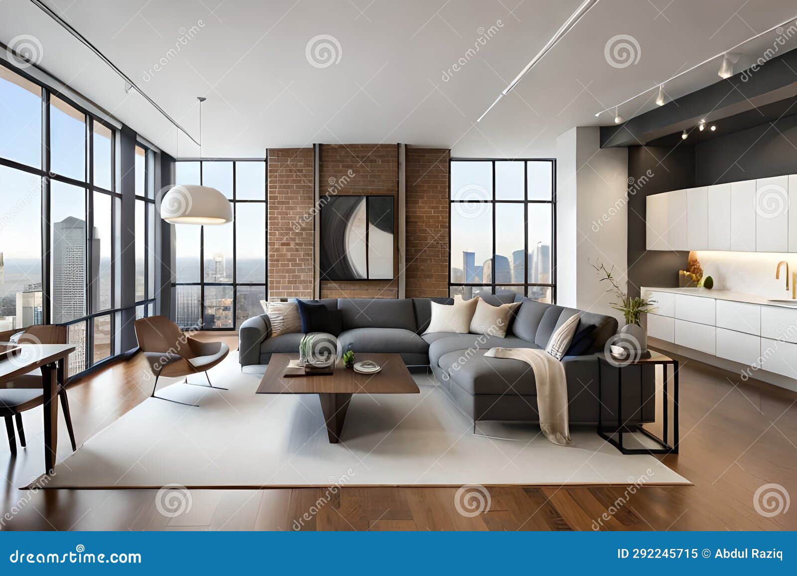 A Modern Loft Apartment with Open Concept Living Spaces Stock ...