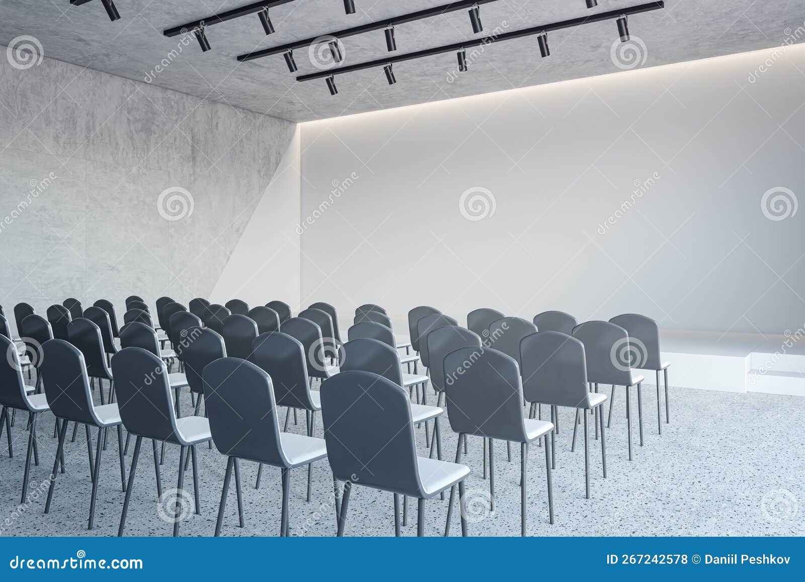 Modern Loft Concrete Auditorium Interior with Mock Up Place on Wall ...