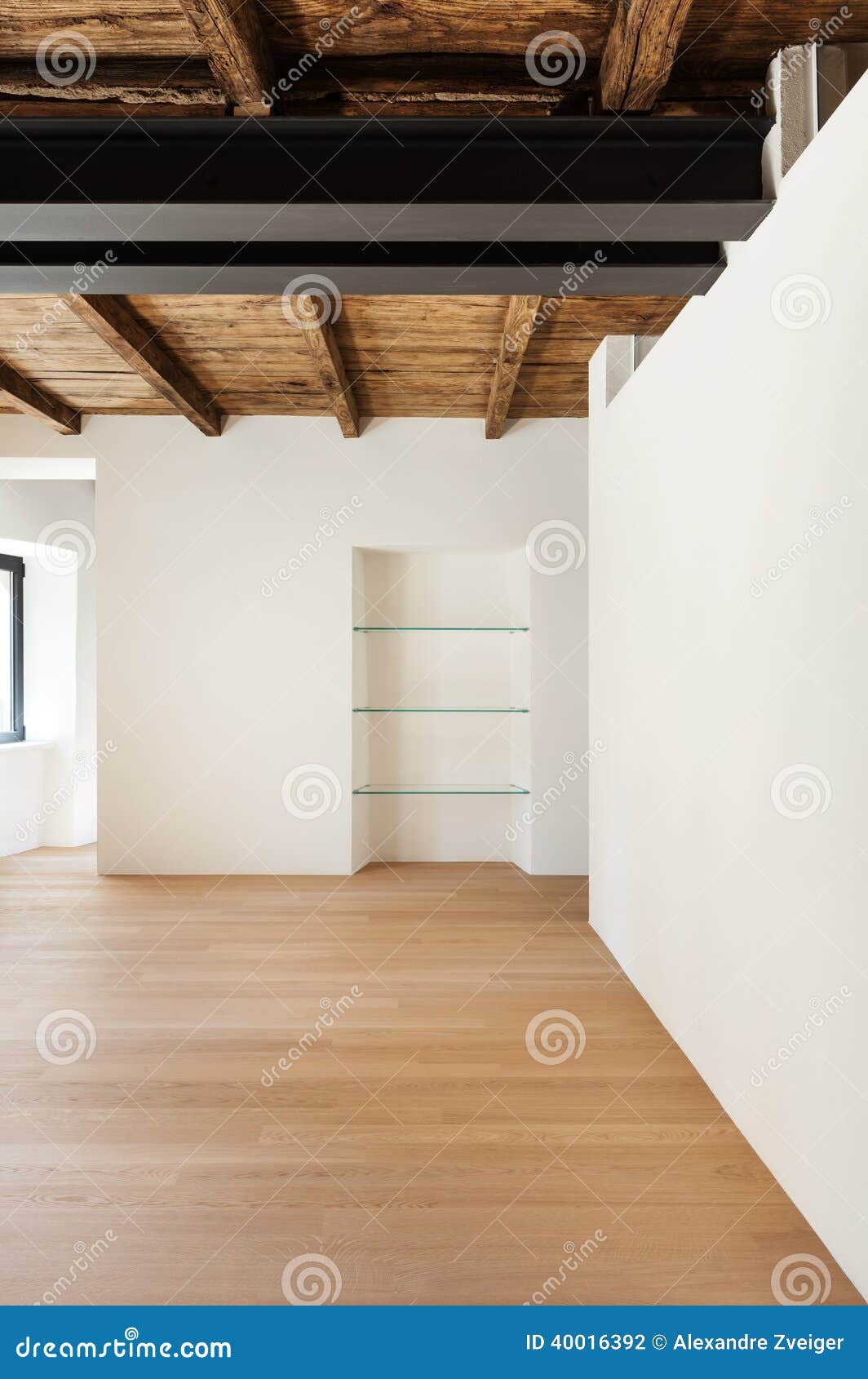 Modern loft, empty room stock photo. Image of style, beam - 40016392