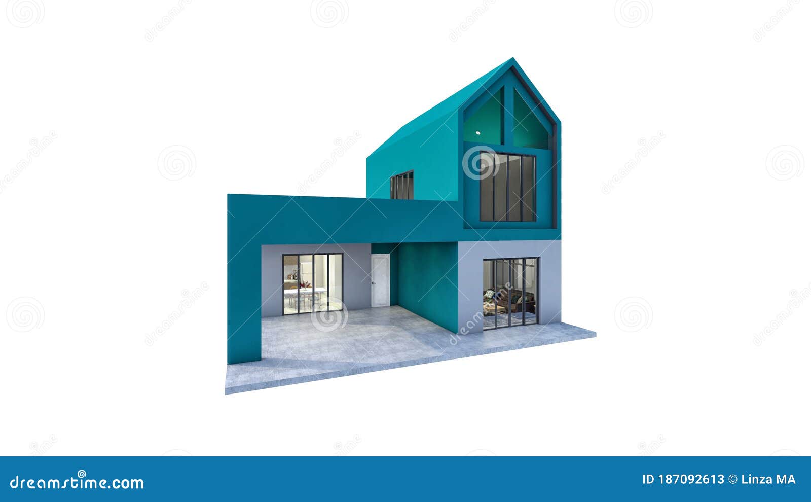 Modern Loft House Exterior Design and Rendering Stock Illustration ...
