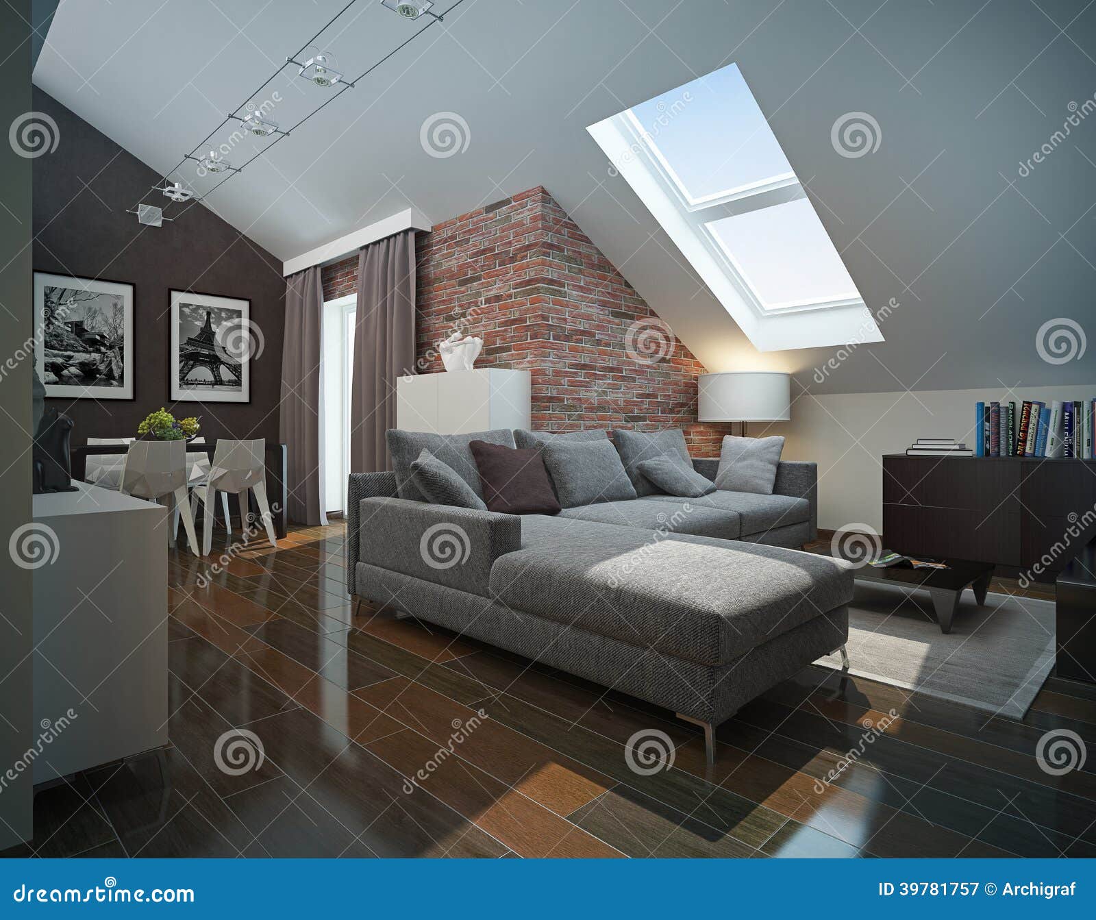 Modern Loft Apartment With Mezzanine Floor Royalty-Free Stock ...