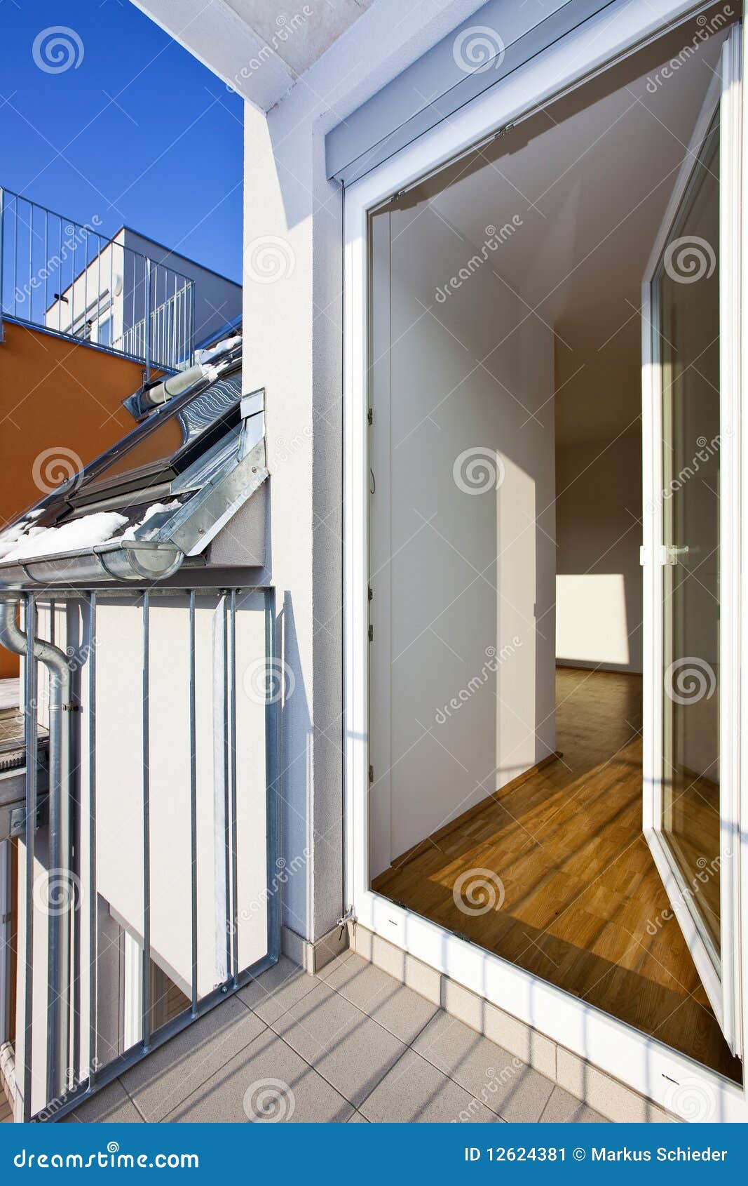 Modern Loft with Opened Terrace Door Stock Image - Image of ...