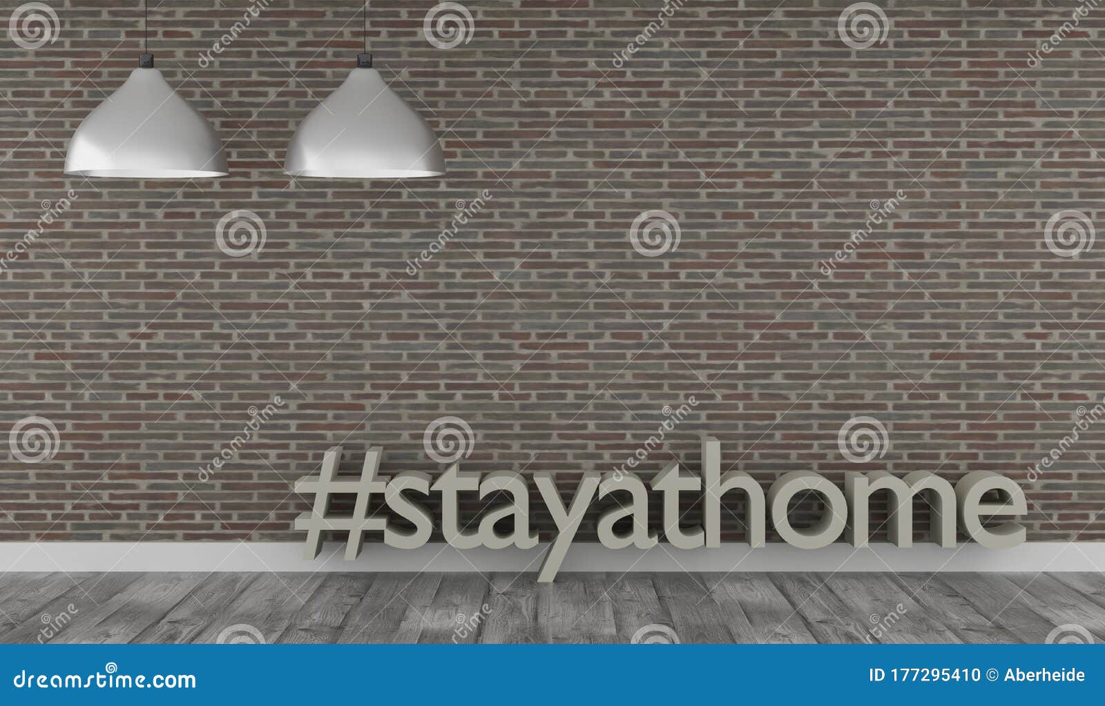 Modern Loft Style with the Words Stay at Home Stock Illustration ...
