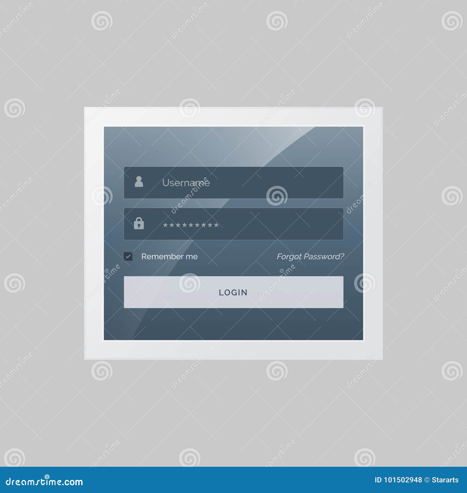 Modern Login Form Design in Gray and Blue Theme Stock Vector ...