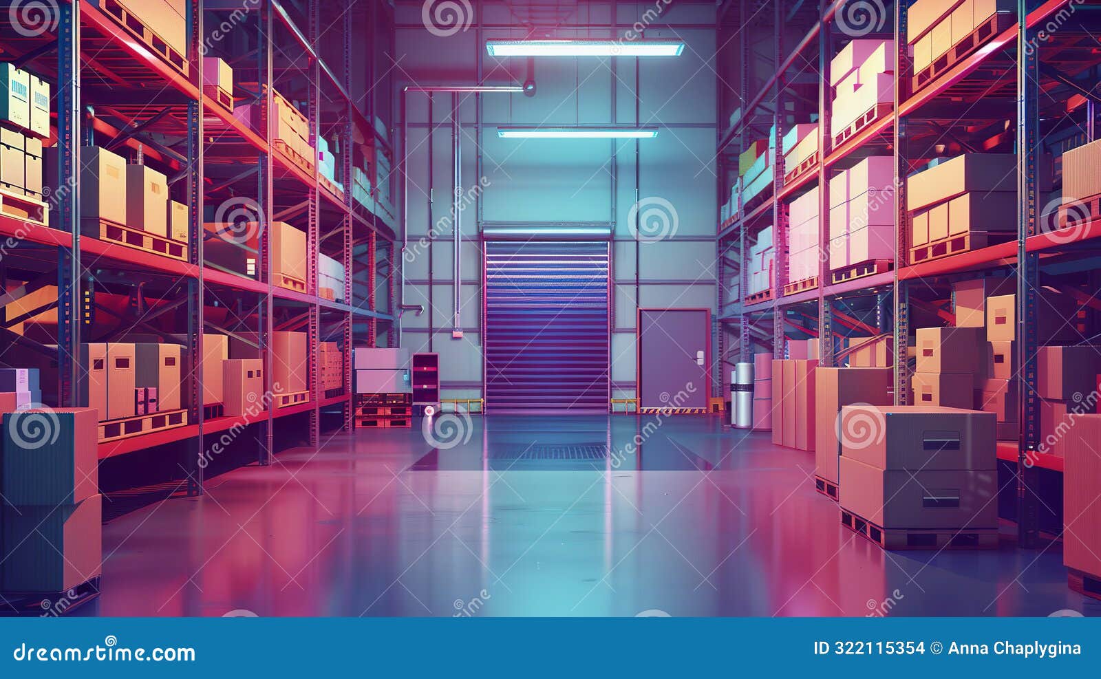 Modern Logistic Warehouse with Organized Boxes on Racks Stock Photo ...