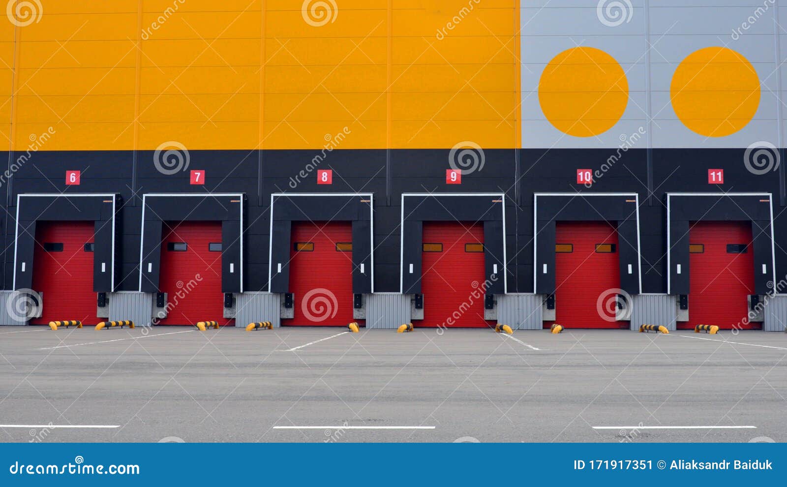 Modern Logistic Warehouse. a Row of Loading Pads with Gates Stock Image ...