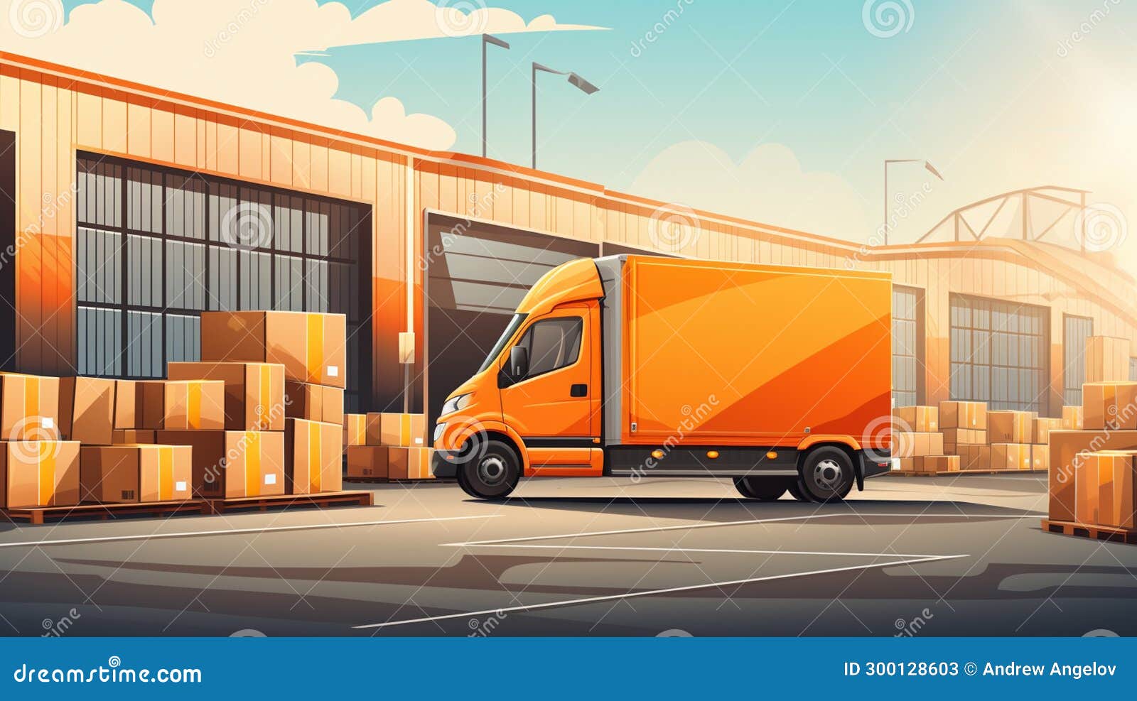 Modern Logistics Center. Trucks in the Logistics Center Stock ...