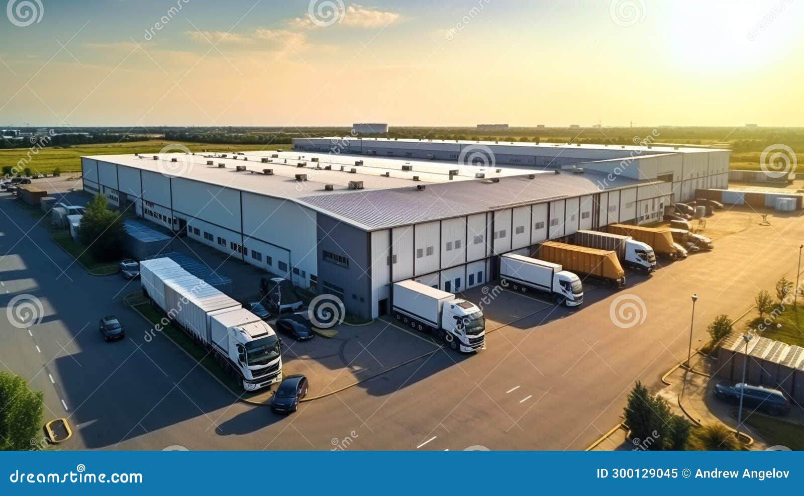 Modern Logistics Center. Trucks in the Logistics Center Stock ...