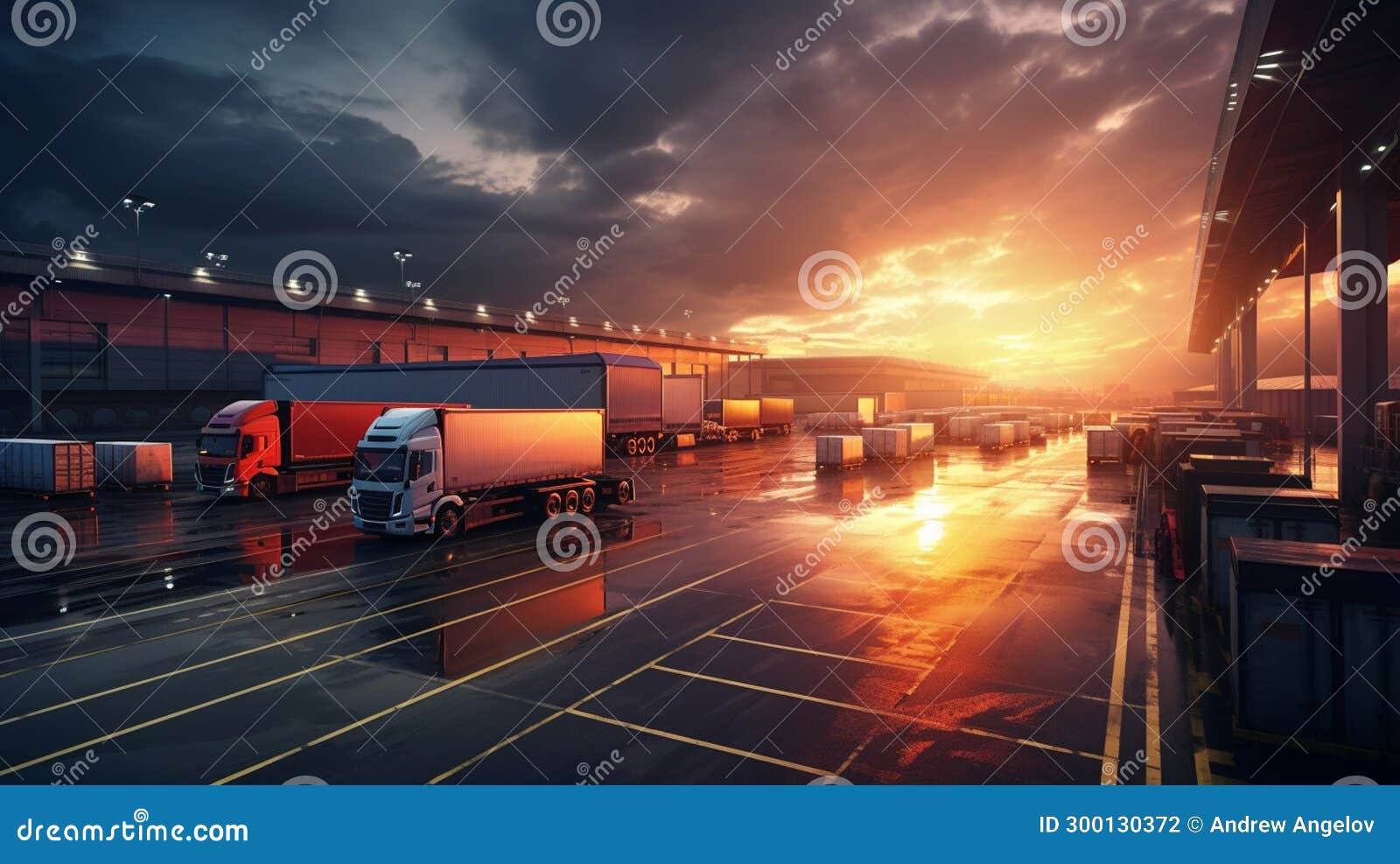 Modern Logistics Center. Trucks in the Logistics Center Stock Photo ...