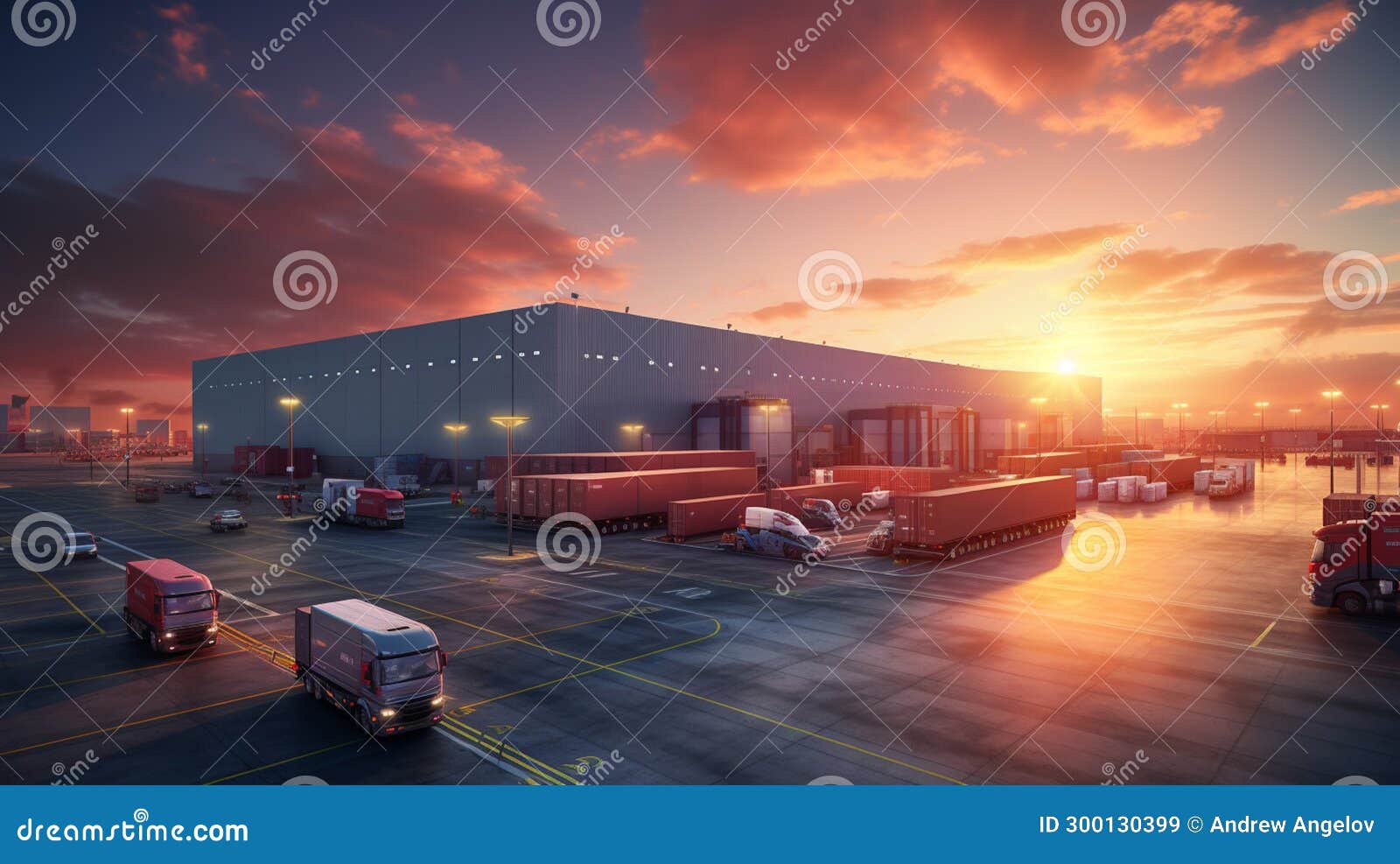 Modern Logistics Center. Trucks in the Logistics Center Stock ...