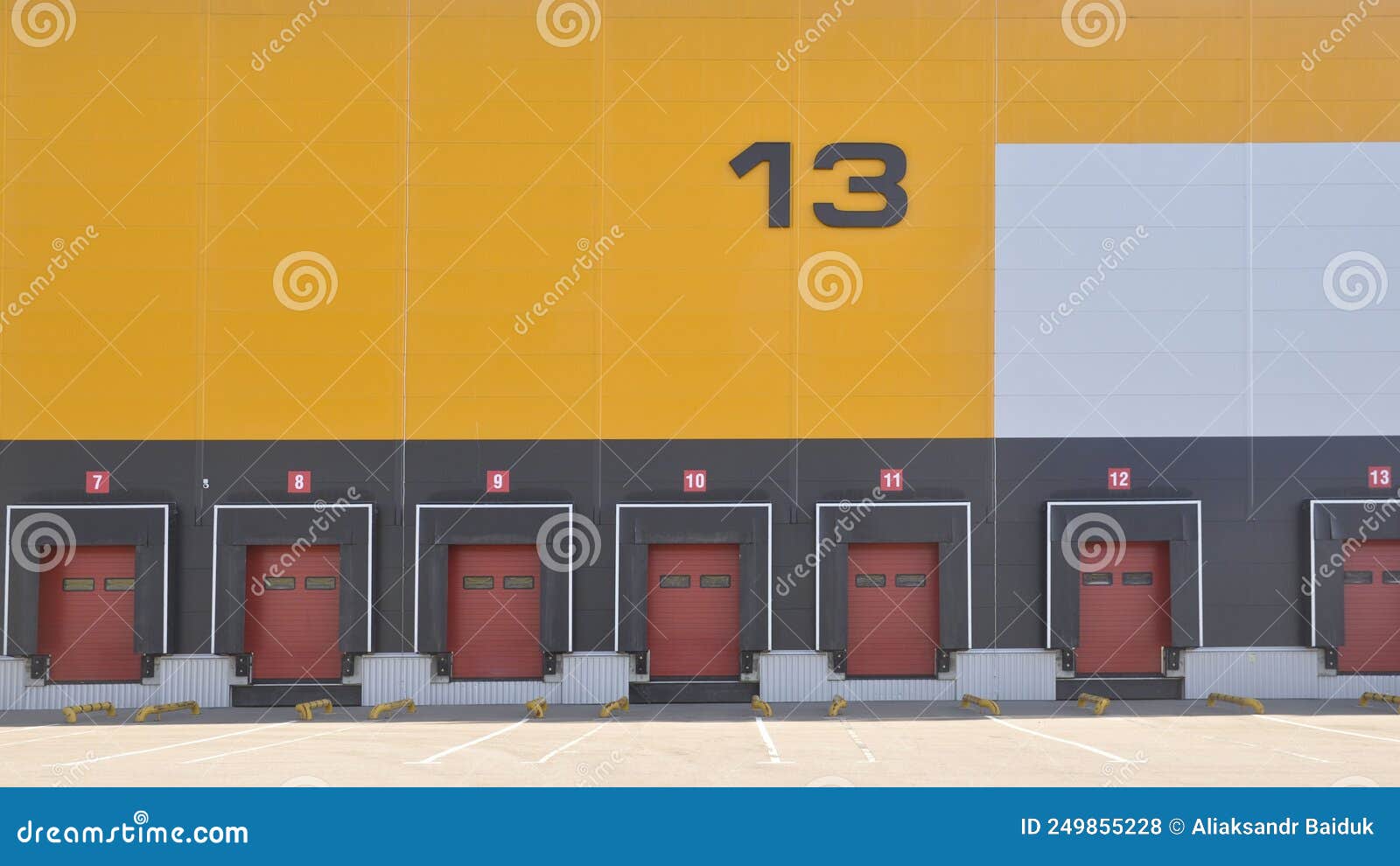 Modern Logistics Center. Warehouse Number 13 with a Gate for Loading ...